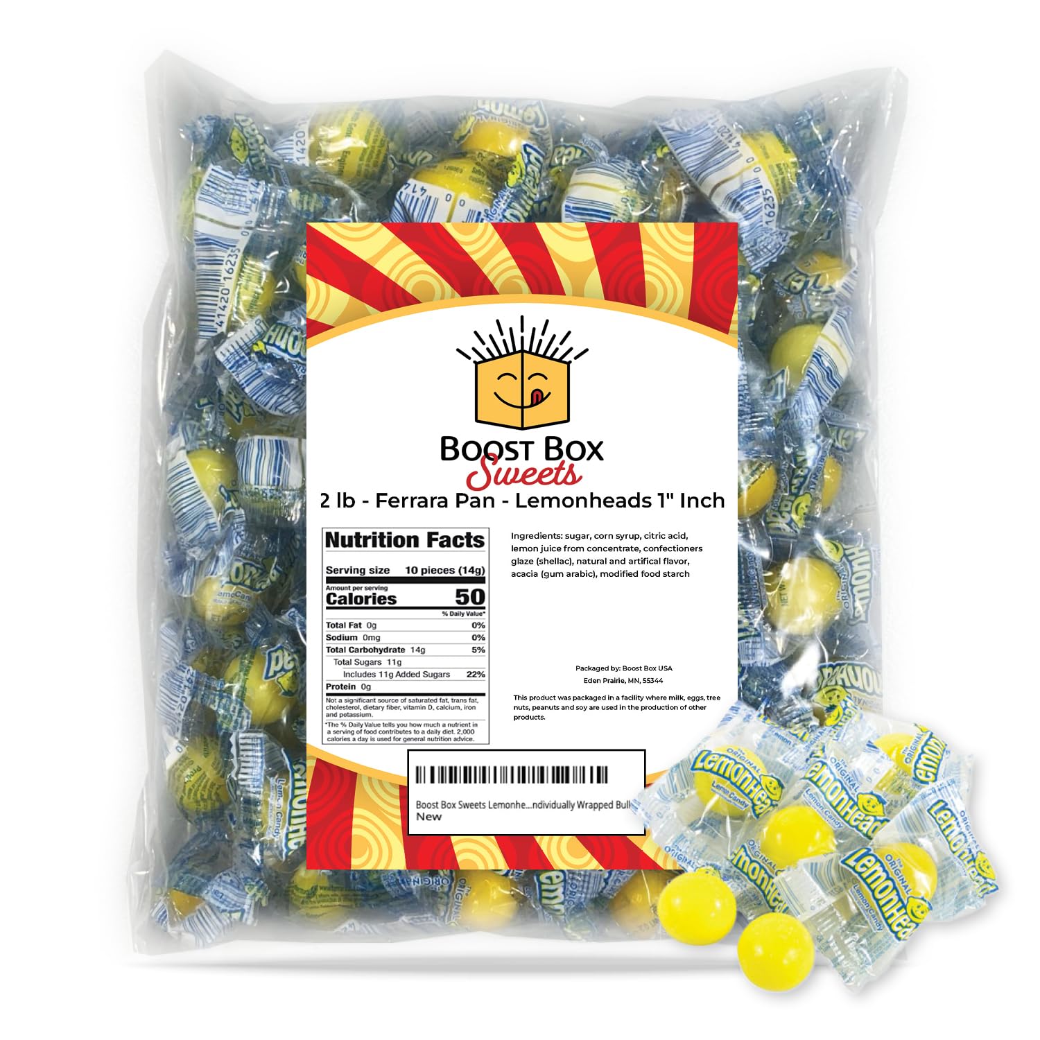 Yellow Lemon Flavored Hard Candy Individually Wrapped Bulk (2 Pound ...