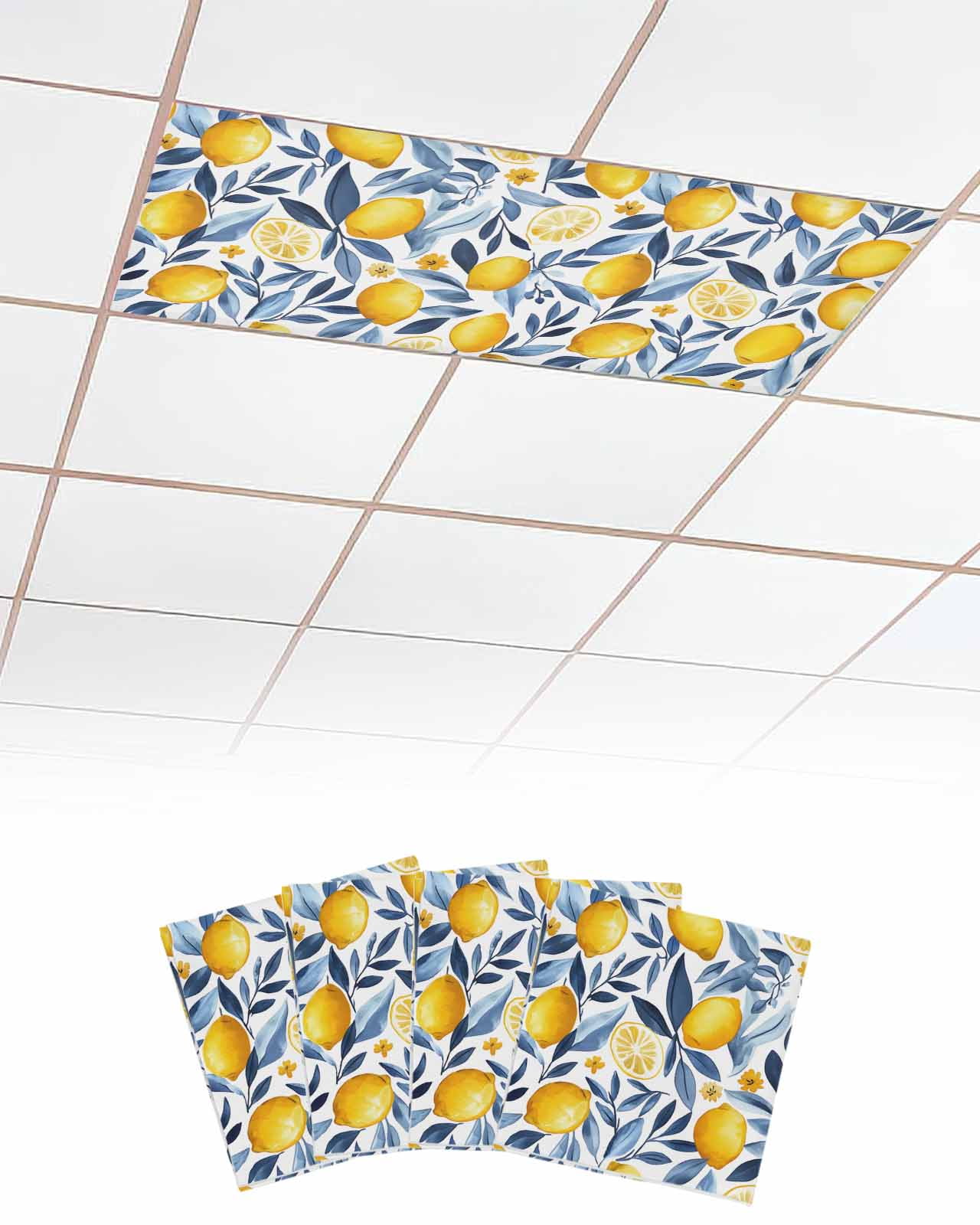Yellow Lemon Fluorescent Light Covers for Ceiling Lights 4x2 feet,4 ...