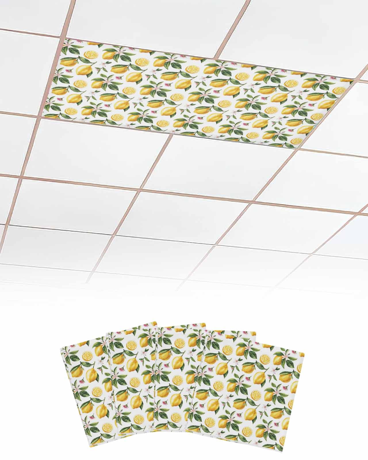 Yellow Lemon Fluorescent Light Covers for Ceiling Lights 4x2 feet,4 ...