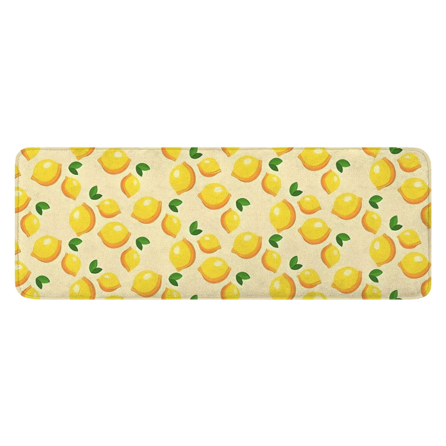 Yellow Lemon Fruit Dots LightYellow Pattern Kitchen Rug Mat,Kitchen ...
