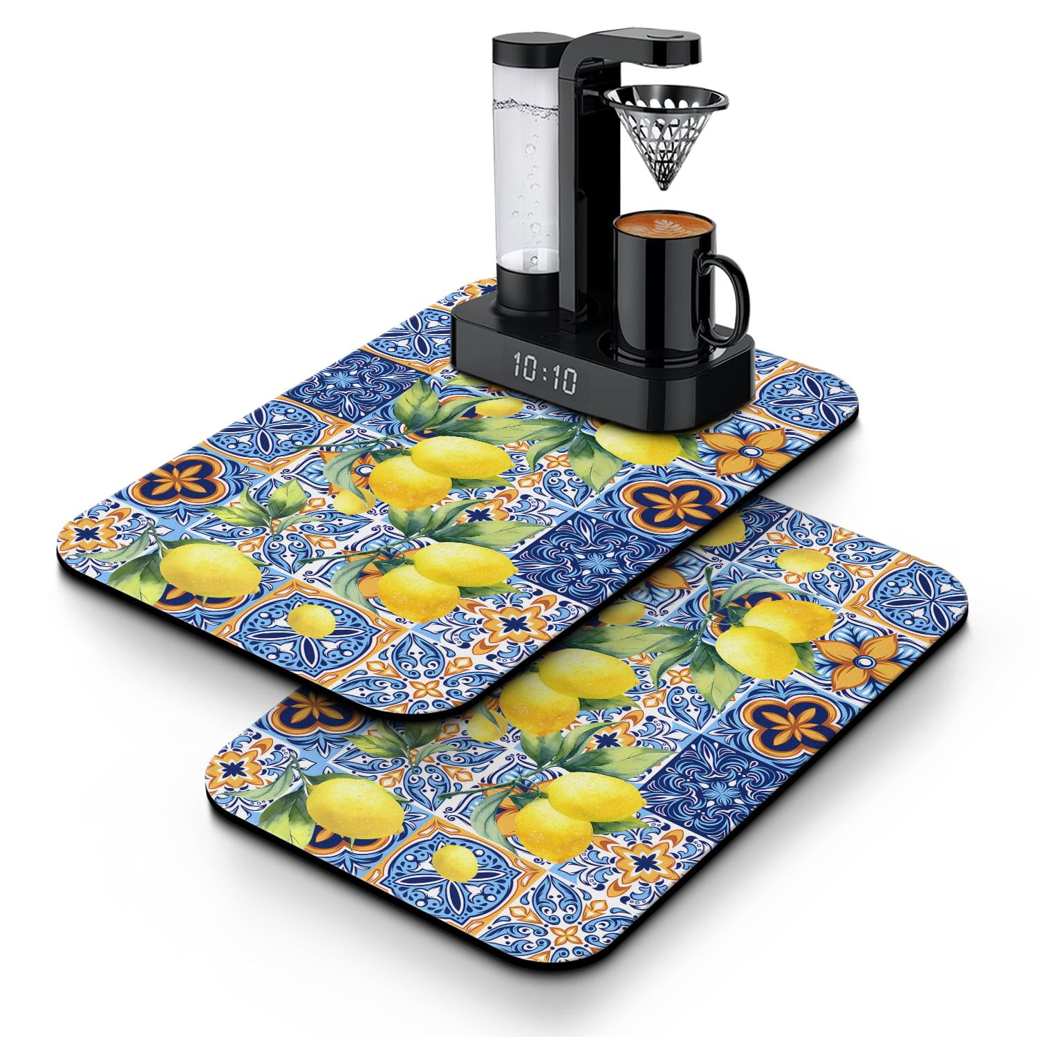 Yellow Lemon Fruits Dish Mat Absorbing Coffee Mat Collapsible Coffee ...