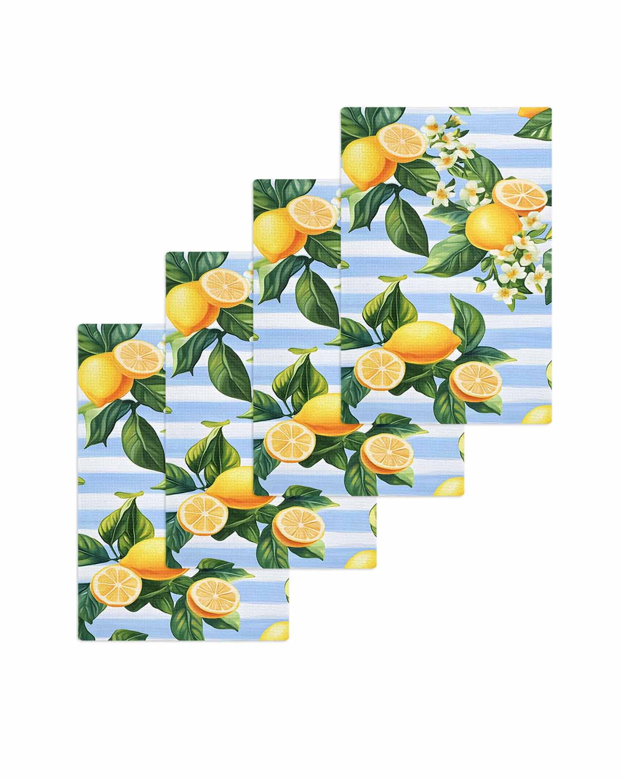 Yellow Lemon Kitchen Dish Towels for Drying Dishes Set of 4, Rustic ...