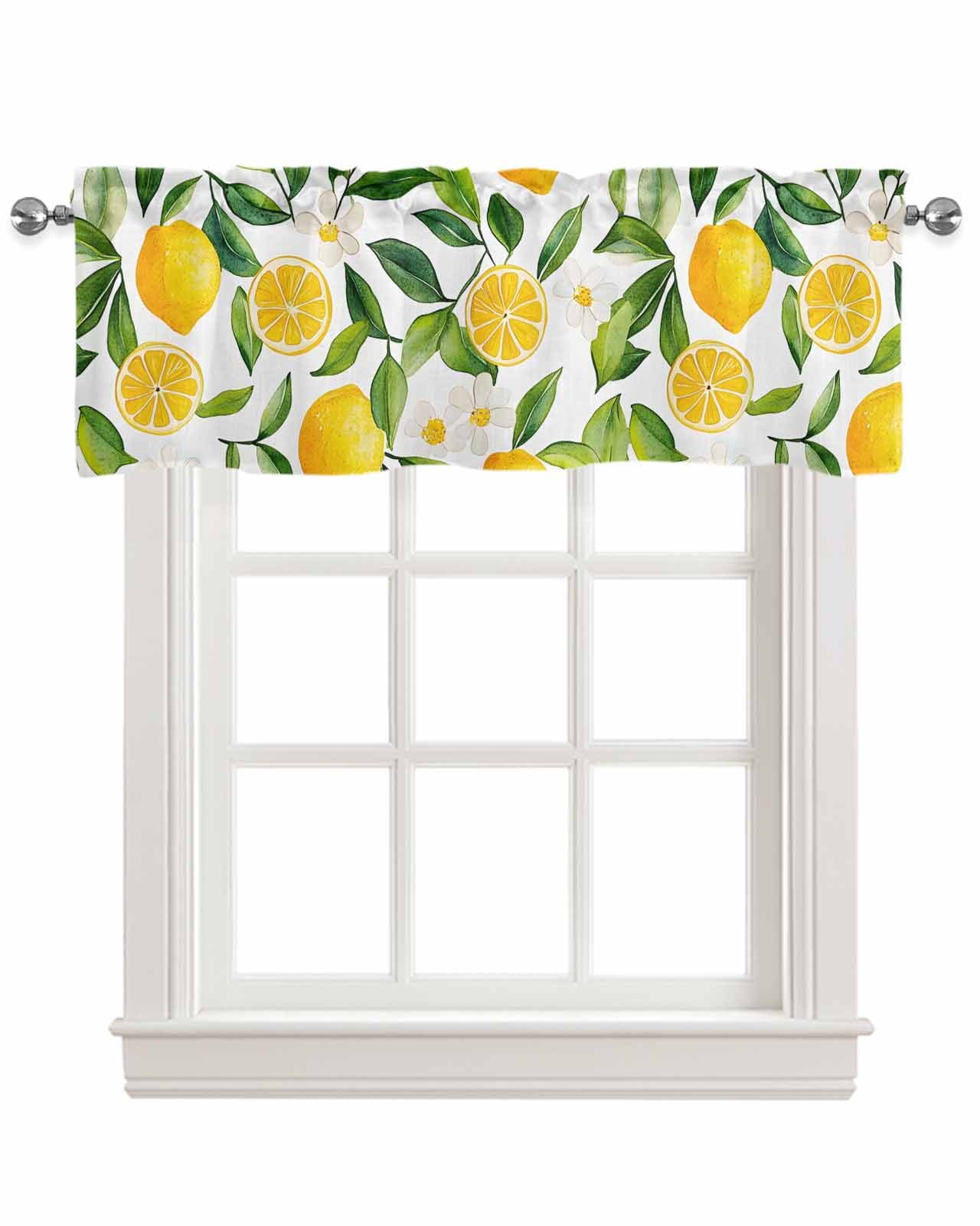 Yellow Lemon Kitchen Valances for Windows Farmhouse Linen Window ...