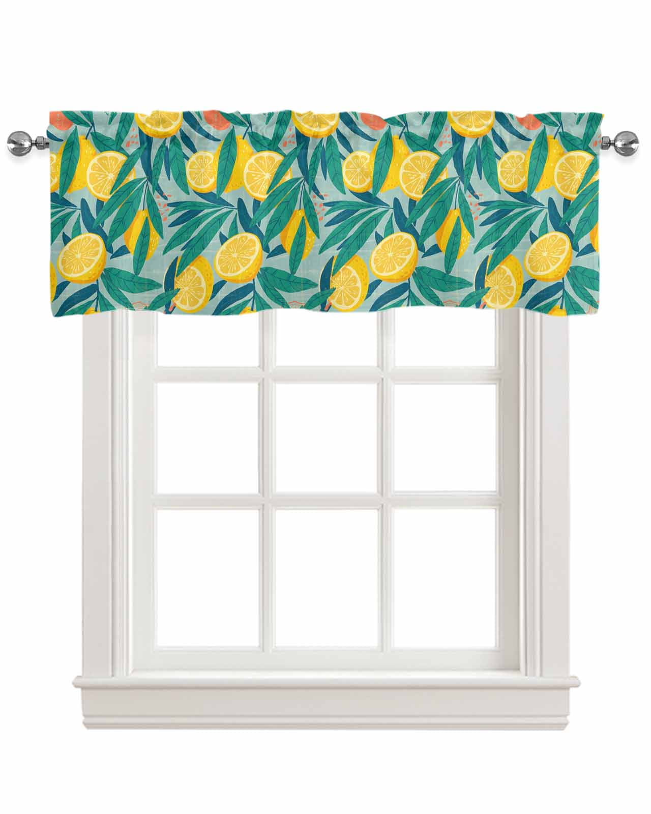 Yellow Lemon Kitchen Valances for Windows Farmhouse Linen Window ...