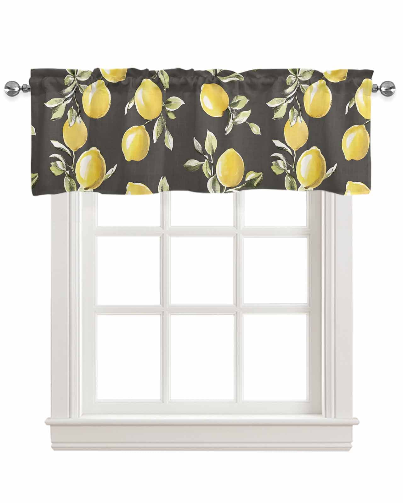 Yellow Lemon Kitchen Valances for Windows Farmhouse Linen Window ...