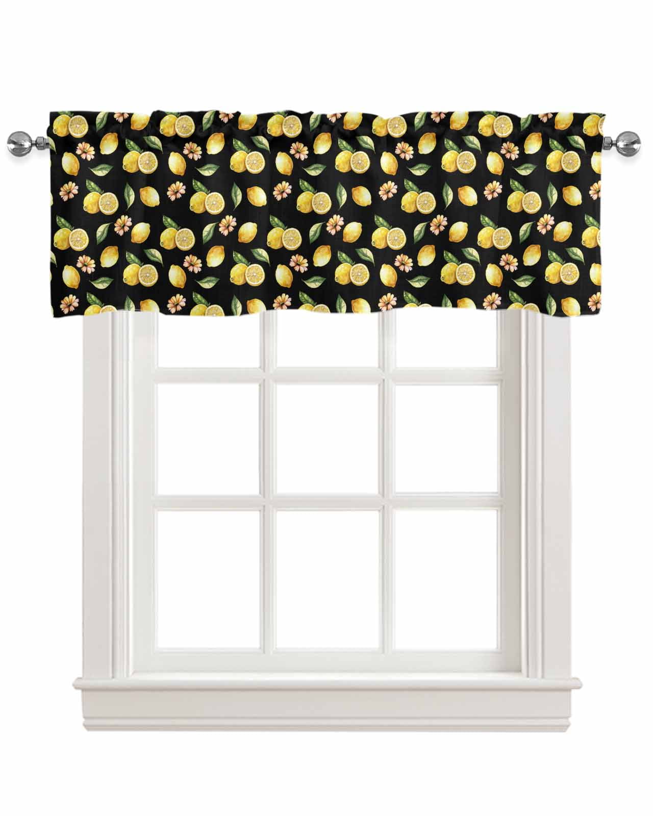Yellow Lemon Kitchen Valances for Windows Farmhouse Linen Window ...