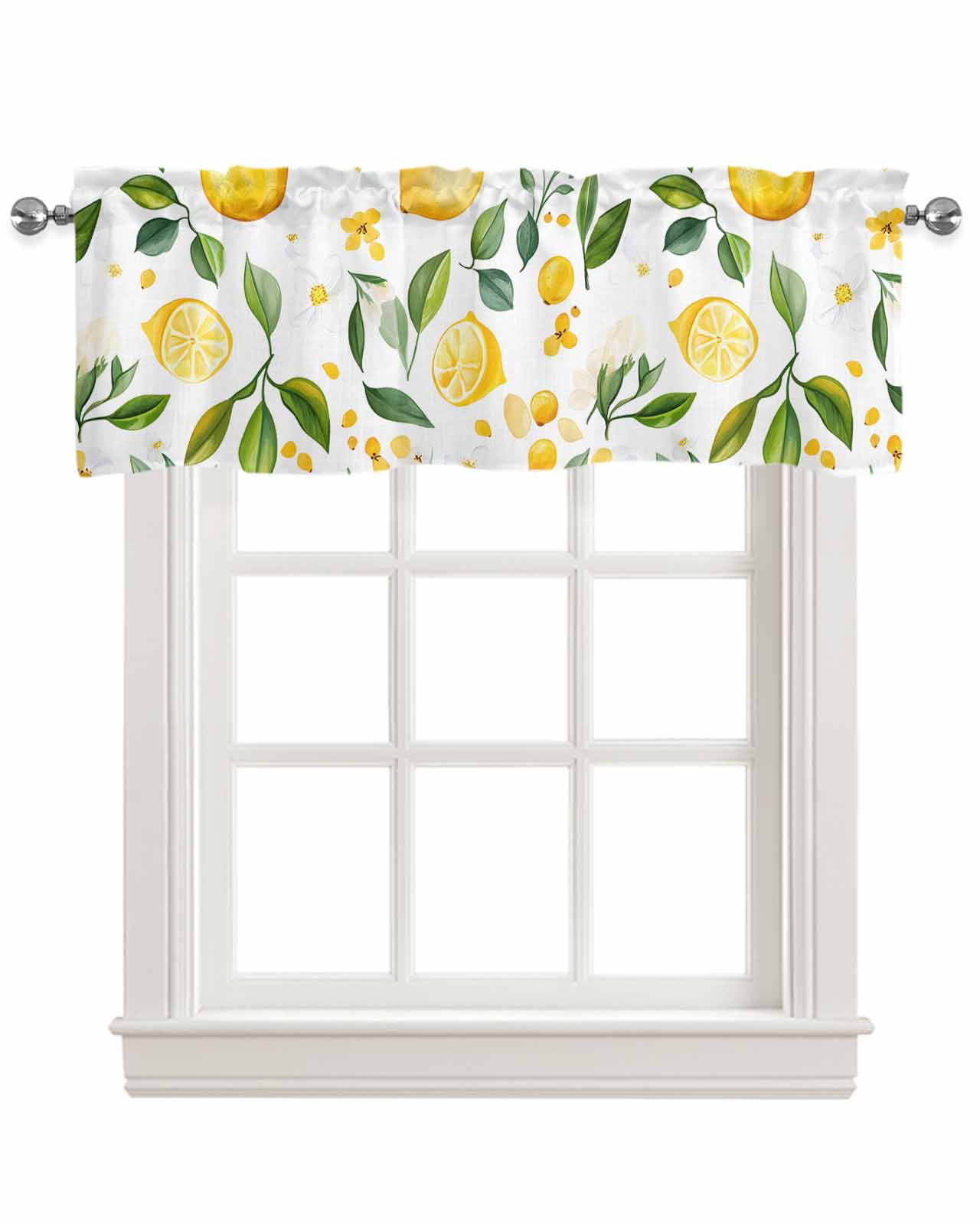 Yellow Lemon Kitchen Valances for Windows Farmhouse Linen Window ...
