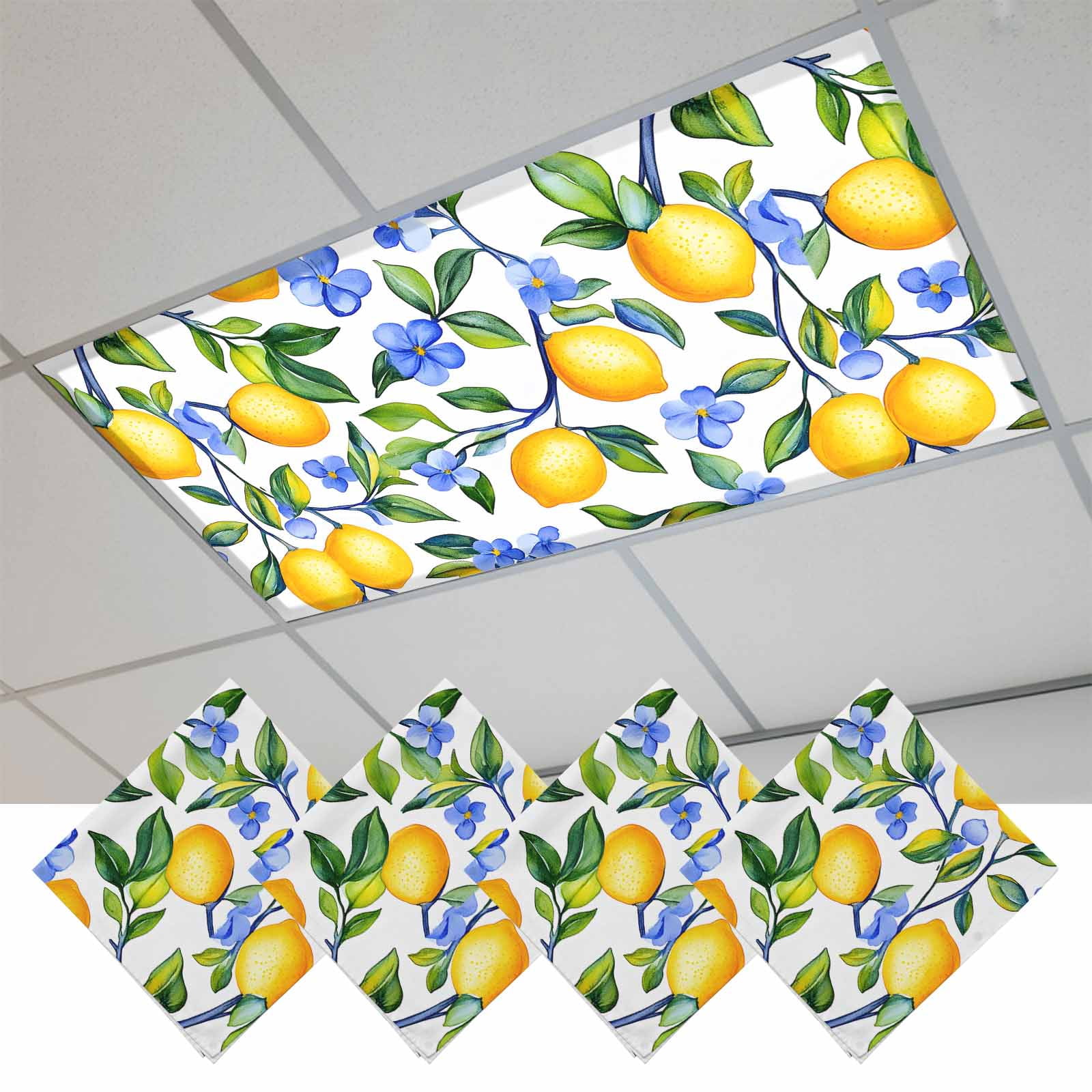 Yellow Lemon Magnetic Fluorescent Light Covers for Ceiling Lights 2x4Ft ...