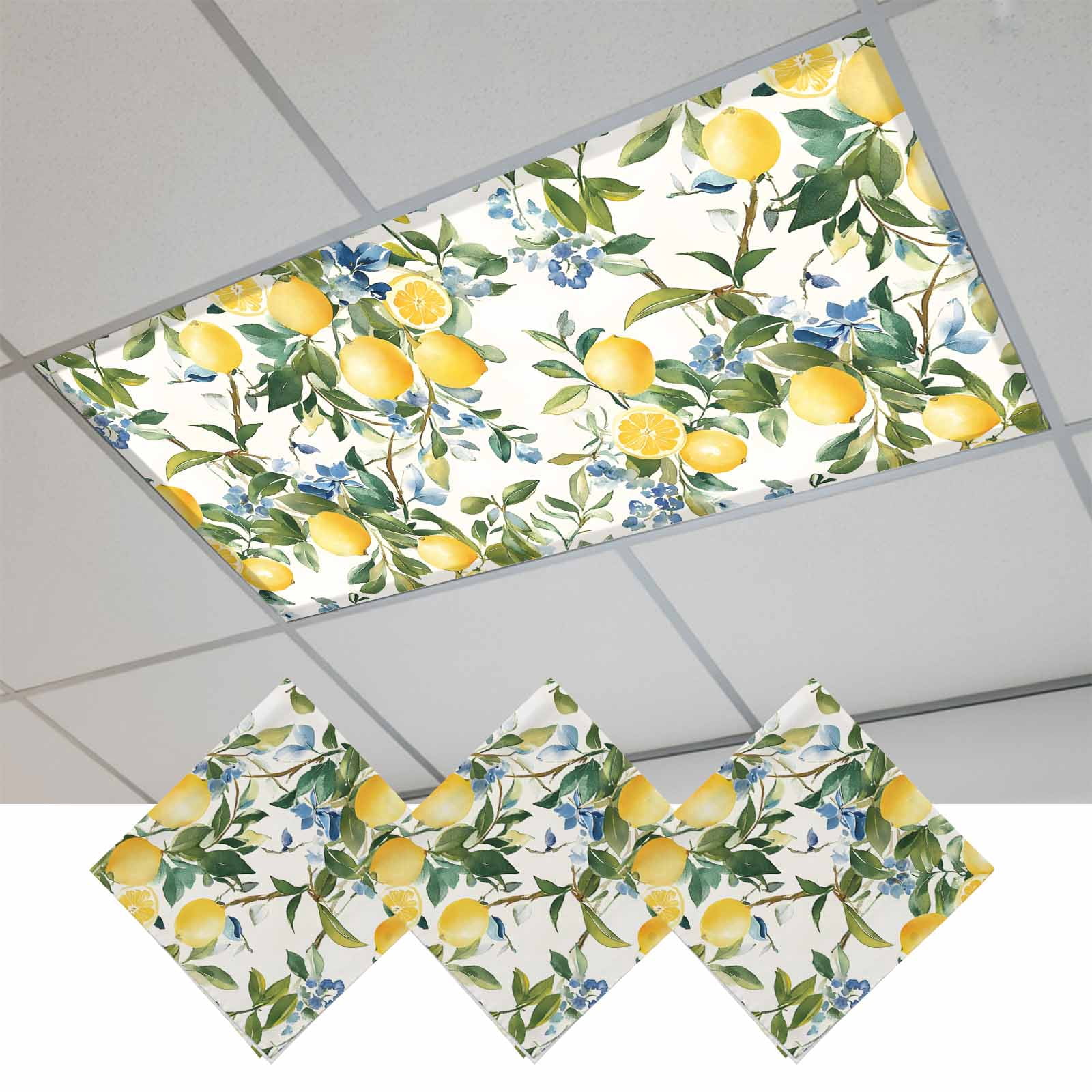 Yellow Lemon Magnetic Fluorescent Light Covers for Ceiling Lights 2x4Ft ...