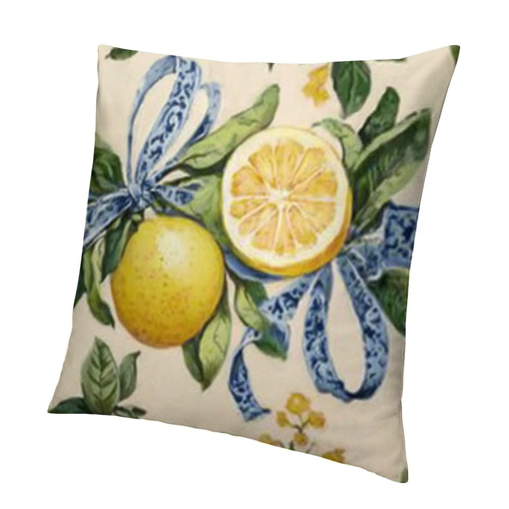 Yellow Lemon Pillow Covers Lemon Pillow Case Green Yellow Watercolor ...