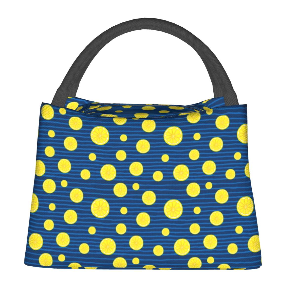 Yellow Lemon Print Lunch Bag Green Leaf Leisure Lunch Box Outdoor ...