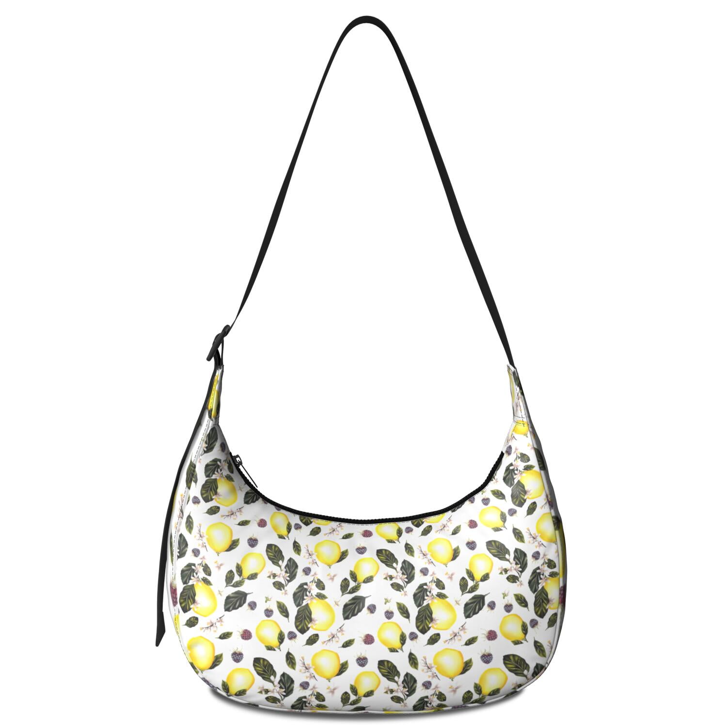 Yellow Lemon Print Travel Crossbody Bag for Women, Lightweight Water ...