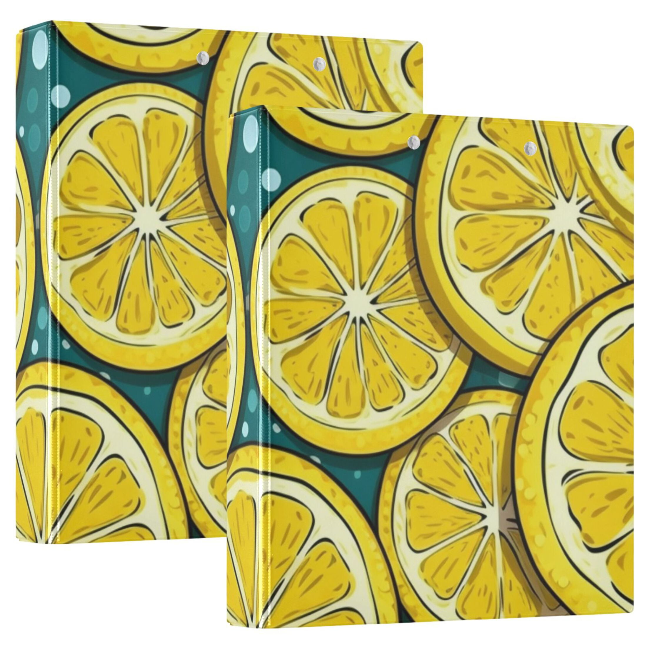 Yellow Lemon Slice 3 Ring Binders 1.5 inch Hardcover File Folders with ...