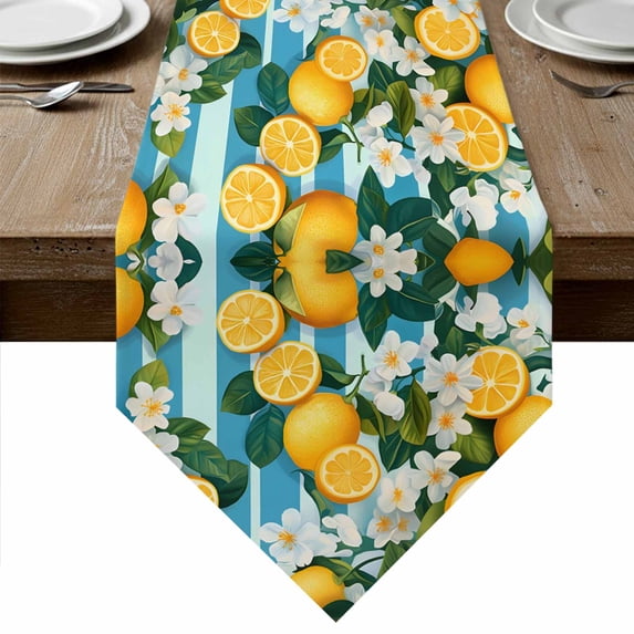 Yellow Lemon Table Runner Linen Burlap Table Runner 60 Inches Long ...