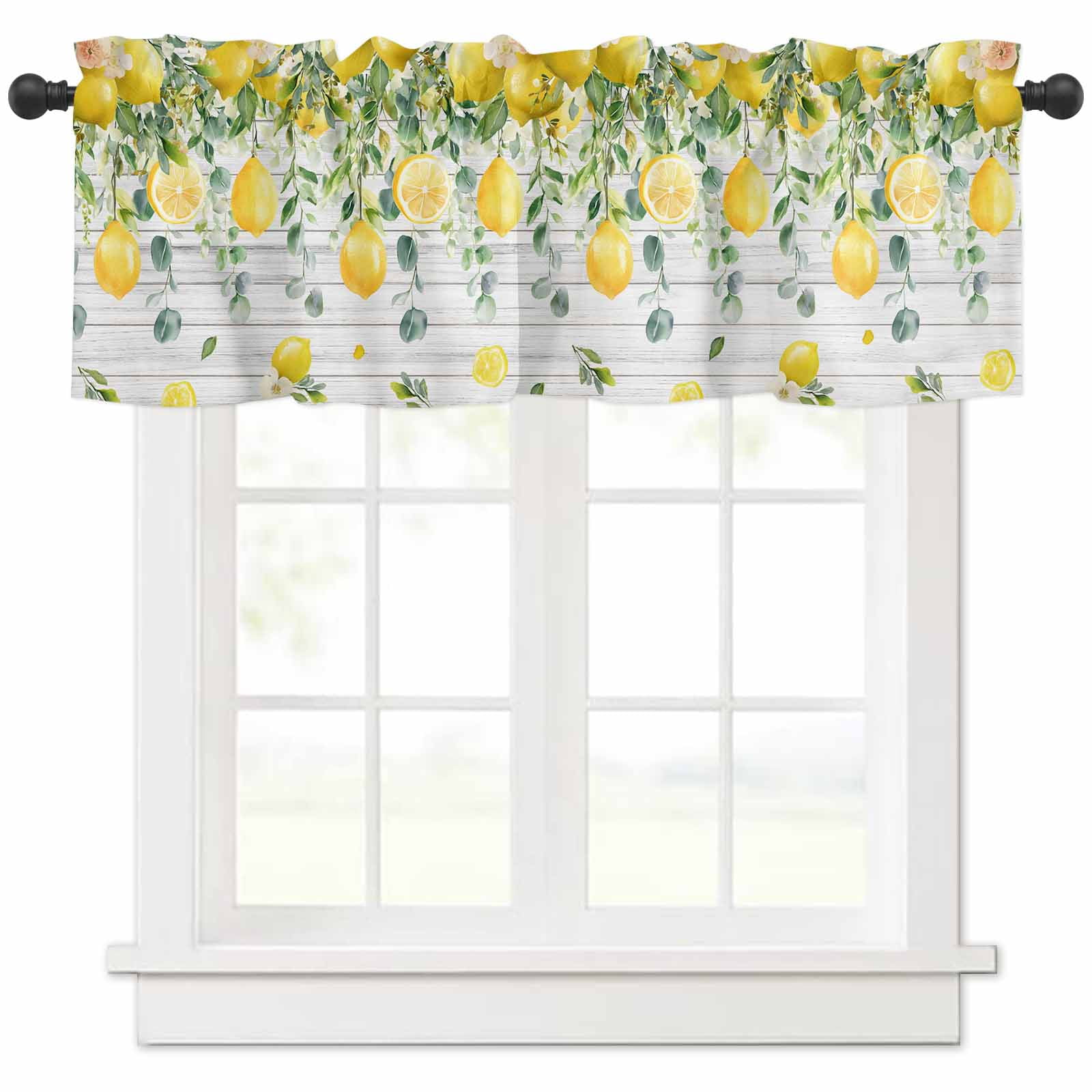 Yellow Lemon Valances for Windows Farmhouse Kitchen Curtains Valances ...