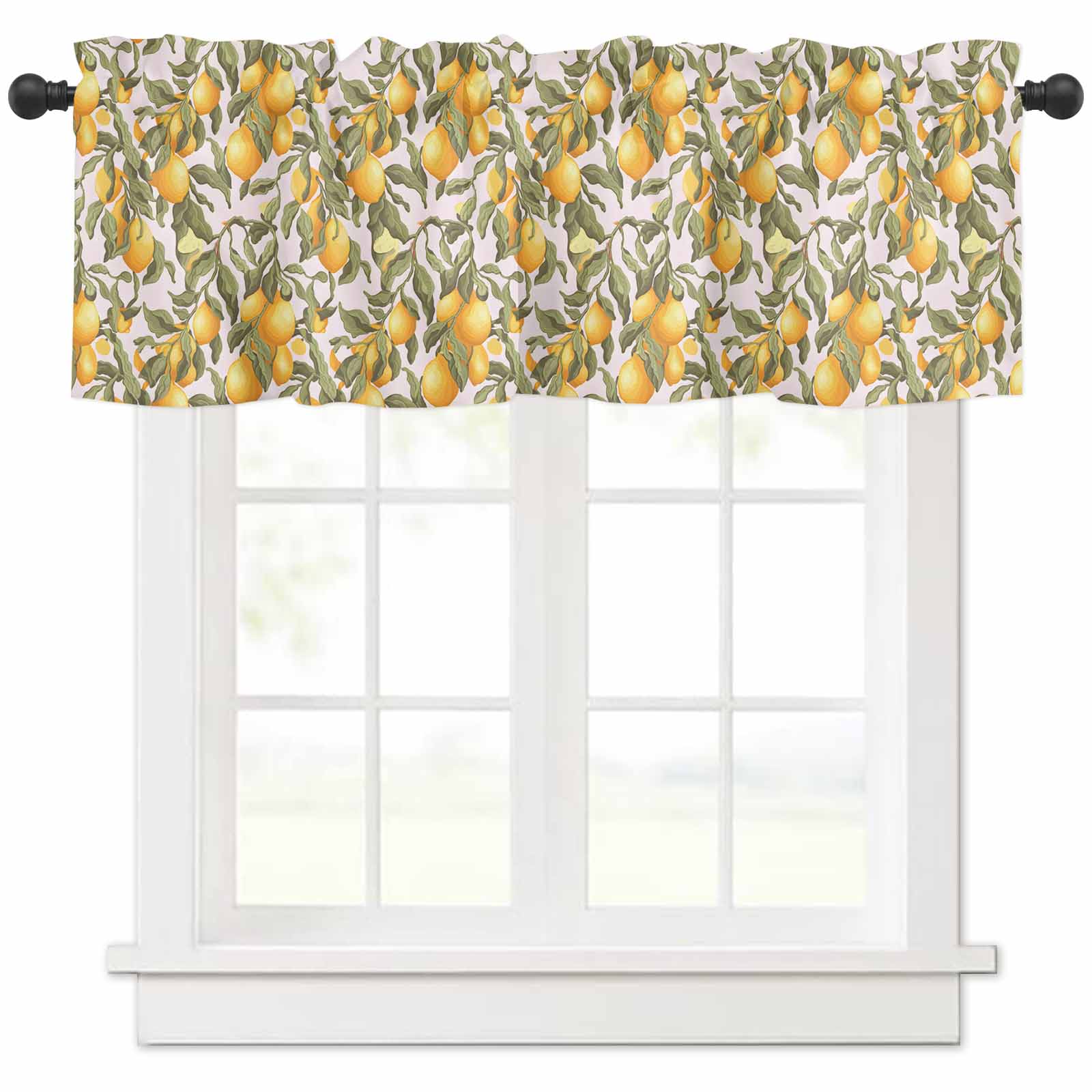 Yellow Lemon Valances for Windows Farmhouse Kitchen Curtains Valances ...