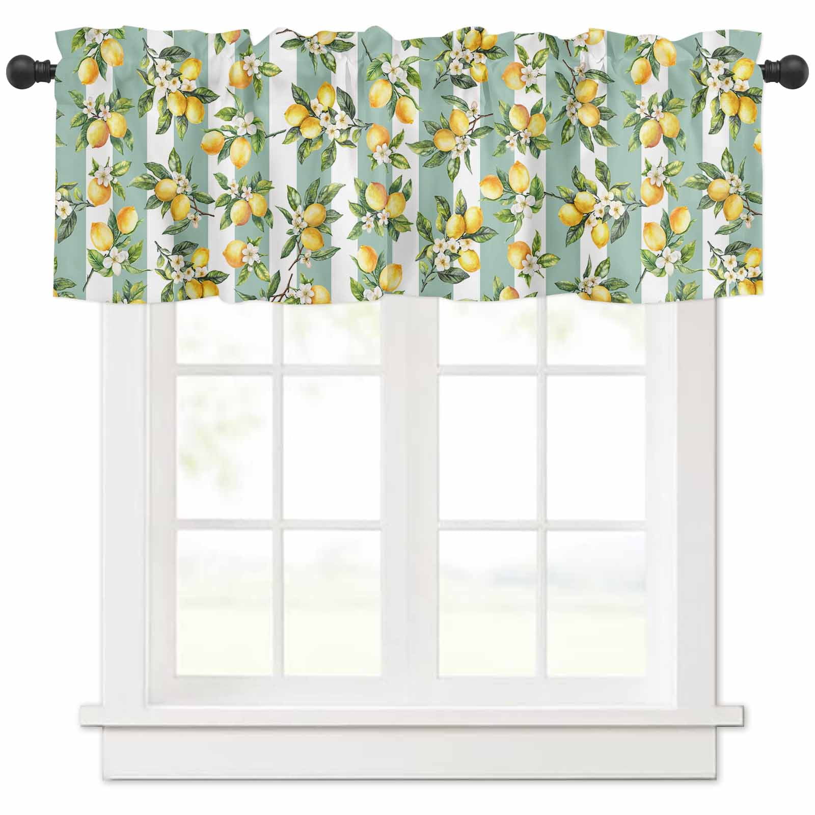 Yellow Lemon Valances for Windows Farmhouse Kitchen Curtains Valances ...