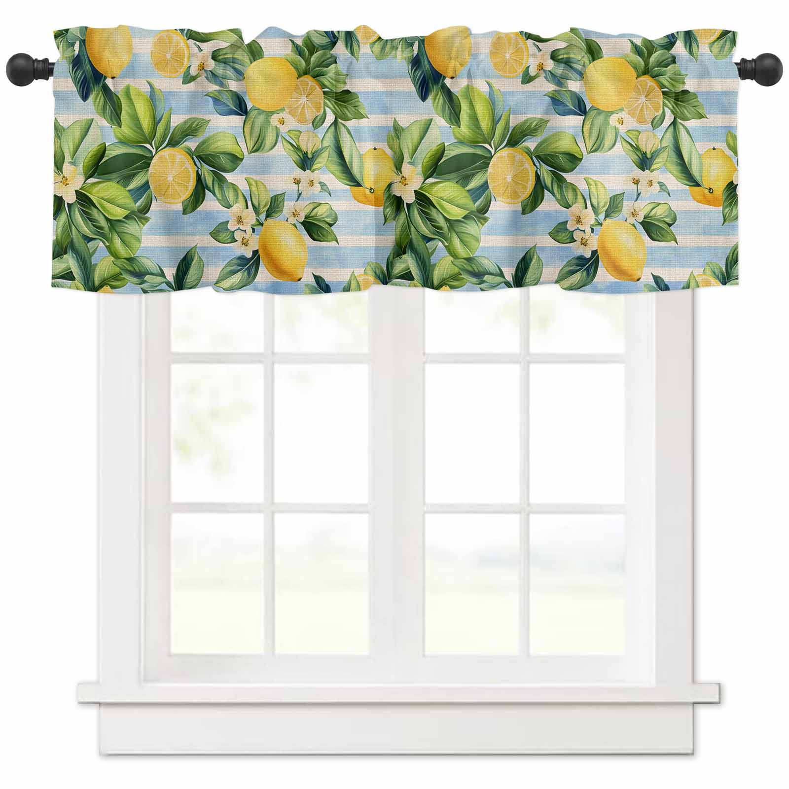 Yellow Lemon Valances for Windows Farmhouse Kitchen Curtains Valances ...
