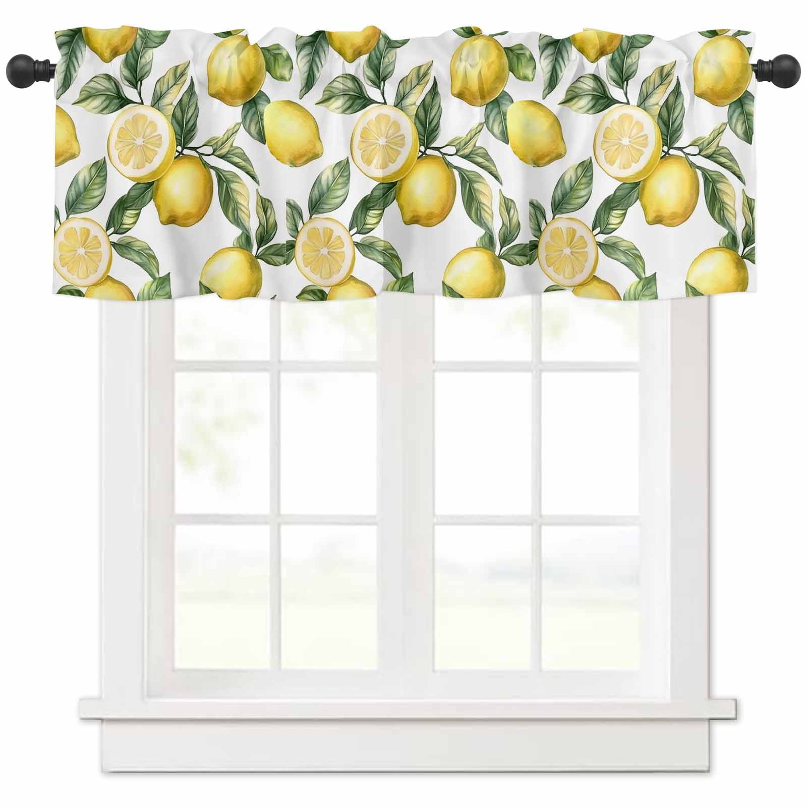 Yellow Lemon Valances for Windows Farmhouse Kitchen Curtains Valances ...
