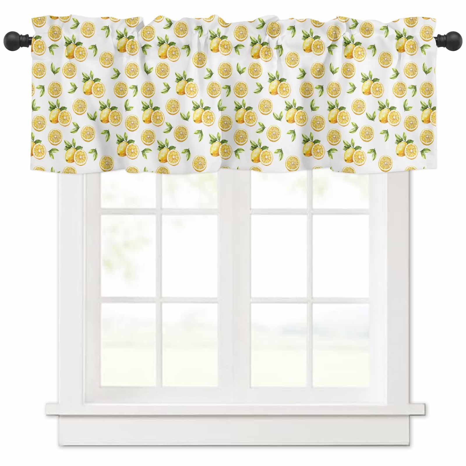 Yellow Lemon Valances for Windows Farmhouse Kitchen Curtains Valances ...
