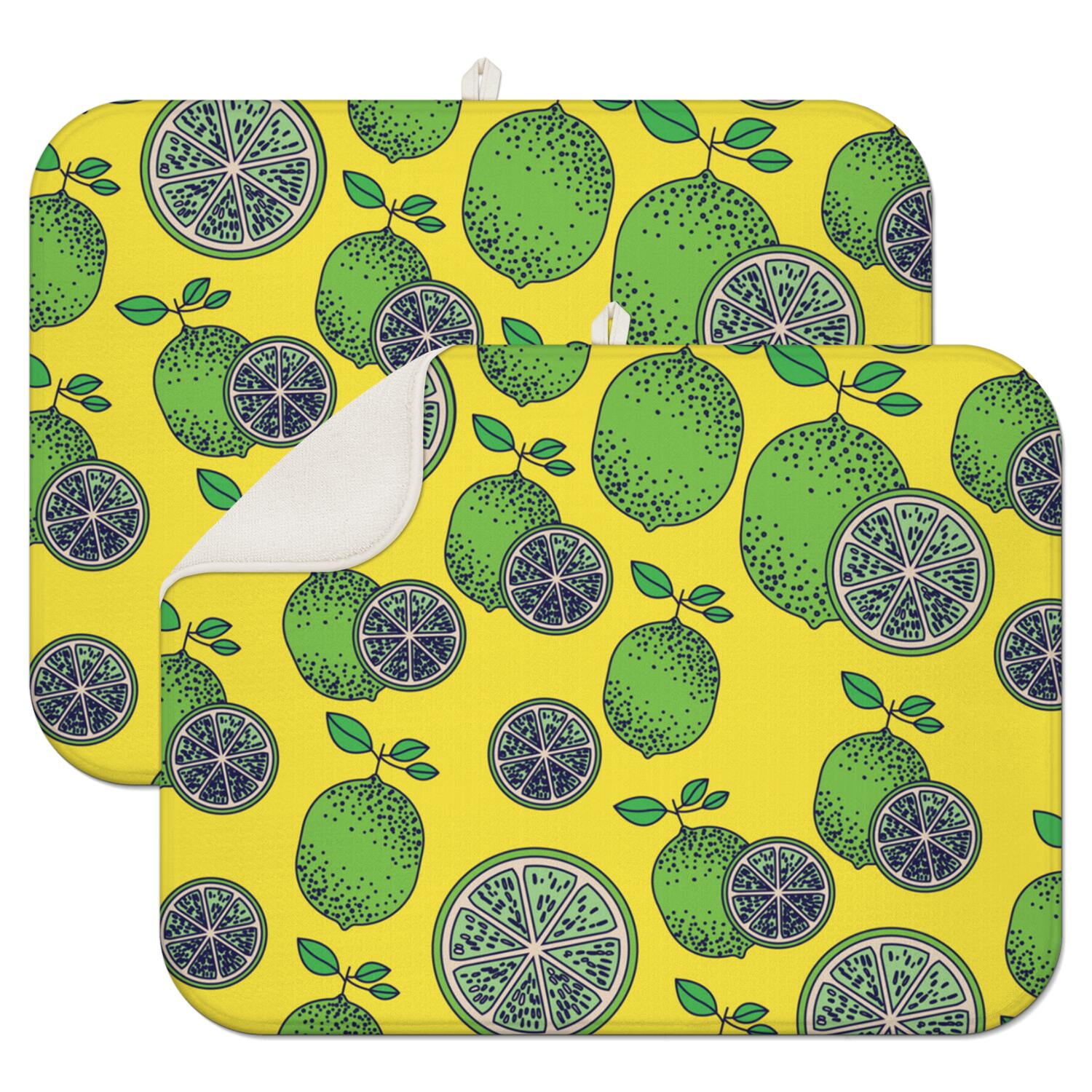 Yellow Lemon Wreath Coffee Mat – Floral Lemon Fruit Print Microfiber ...