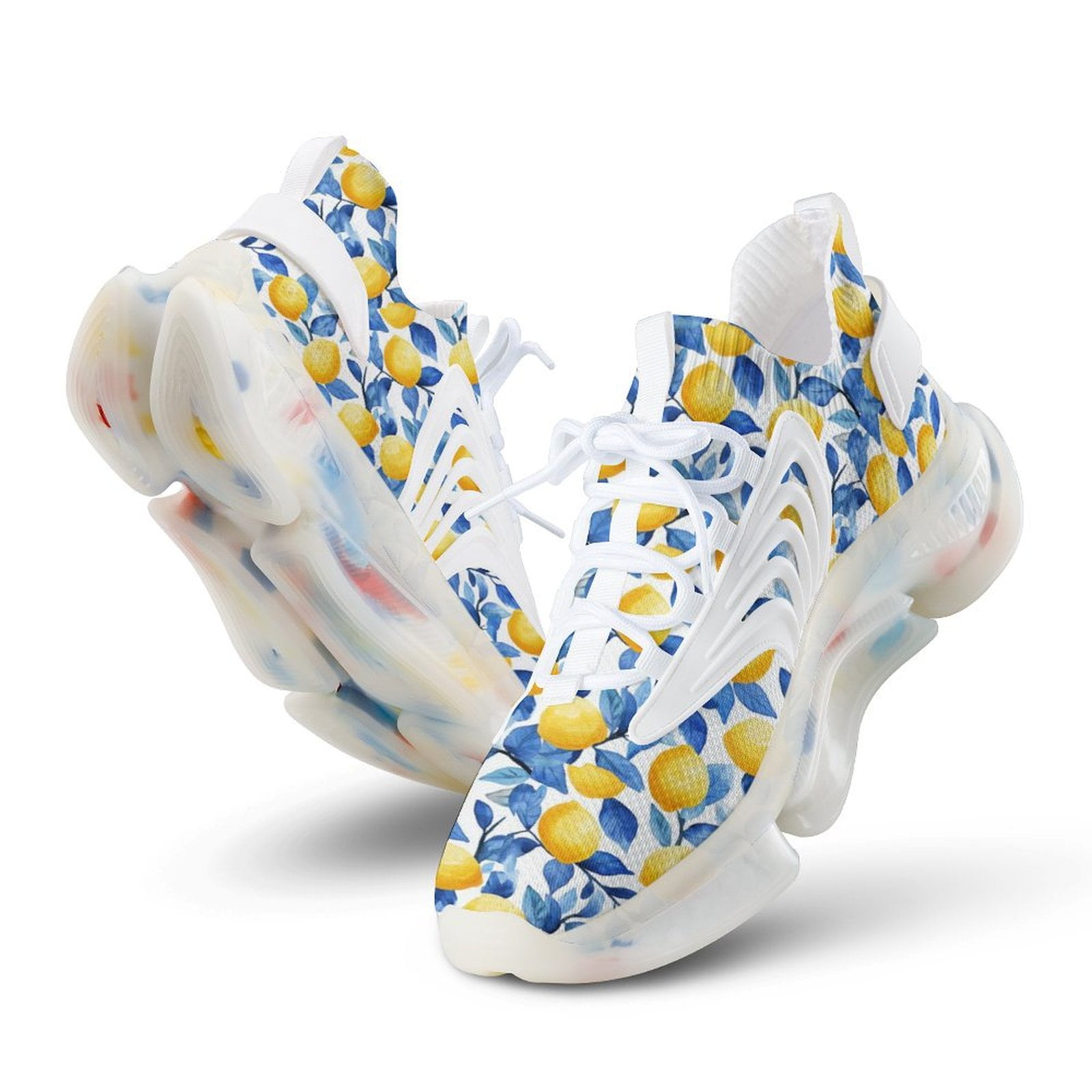 Yellow Lemons And Blue Leaves Walking Shoes for Men Woman Lightweight ...