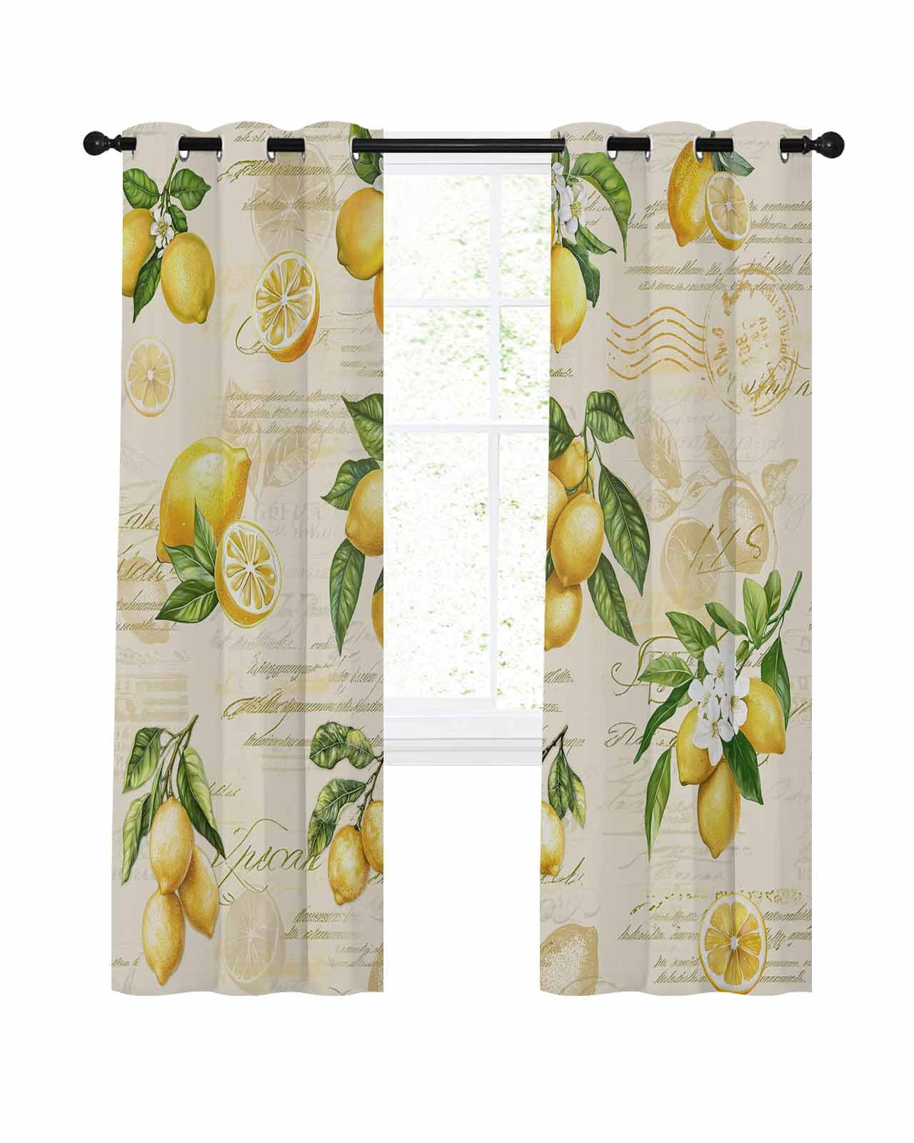 Yellow Lemons Blackout Curtains 84 Inches Long for Bedroom, Summer ...