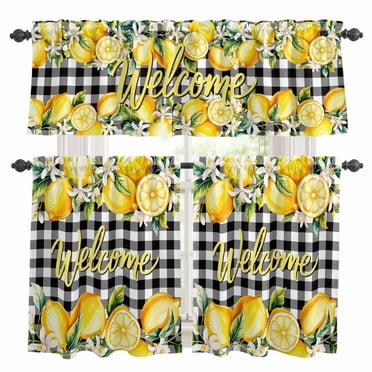 Summer Lemon Kitchen Curtains Sets for Windows 36 Inch Length ...