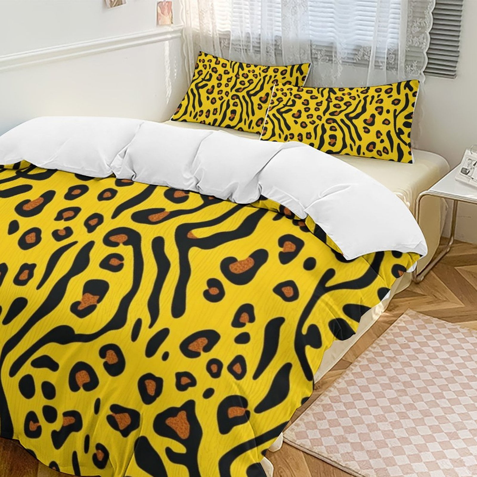 Yellow Leopard Print Bed Sheet Set Comforter Sets Themed Bedding ...