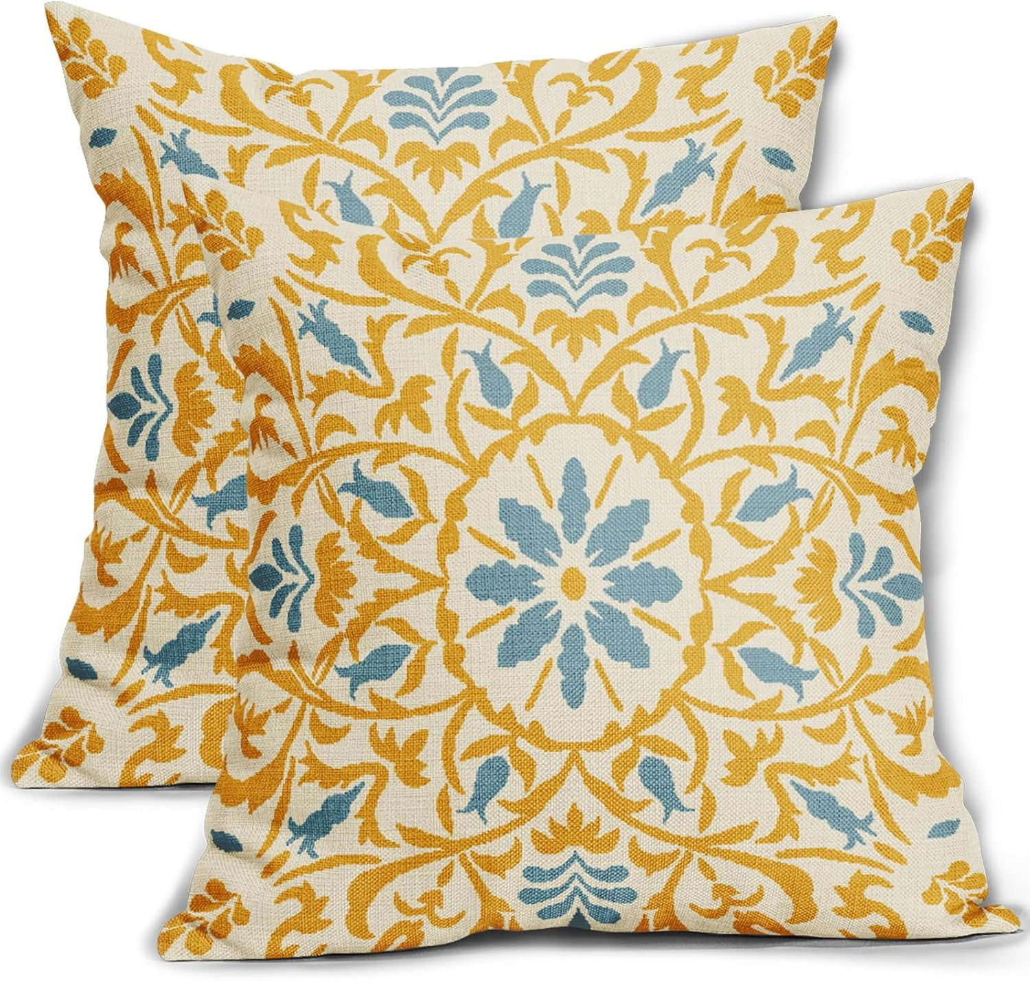 Yellow Light Blue Boho Pillow Covers 20 X Inch Bohemian Ethnic Carpet ...