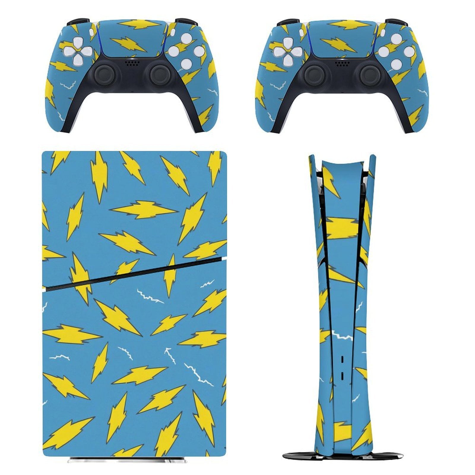 Yellow Lightning Bolts Console Skin Bundle for PS5 Pro Slim Disc ...