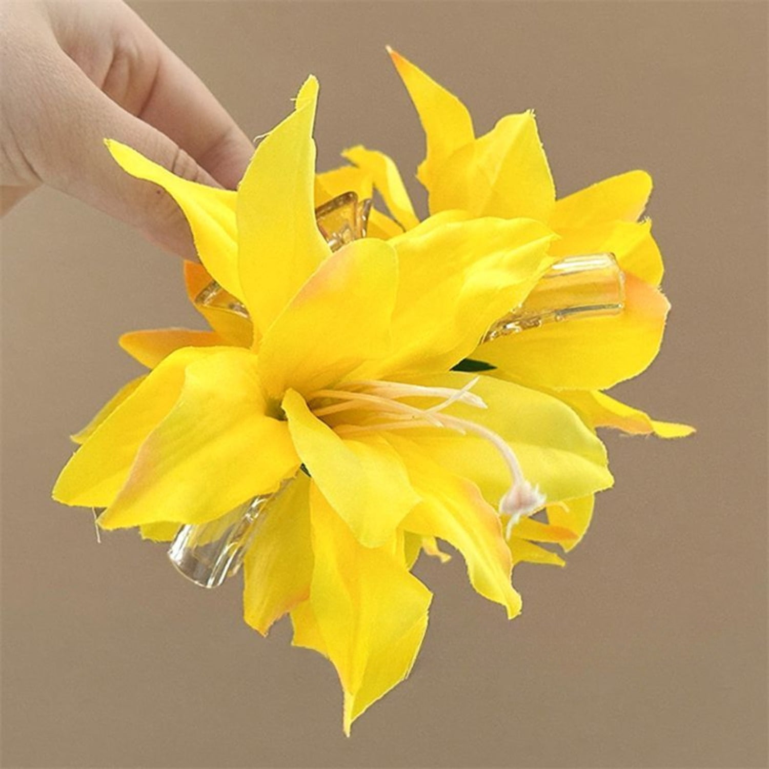 Yellow Lily Flower Hair Claw Clip Fake Bloom Spring Summer Vacation ...