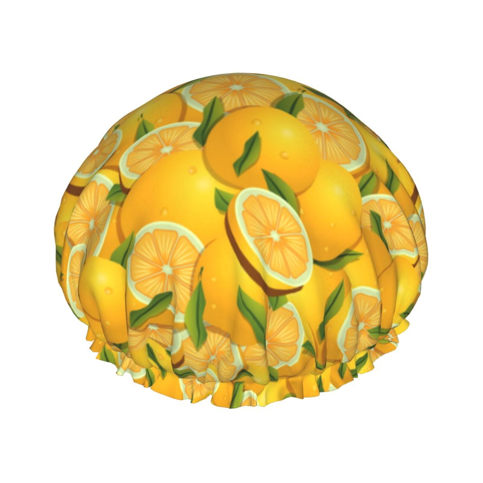 Yellow Limes Shower Cap, Double Layers Shower Cap Rreusable Waterproof ...