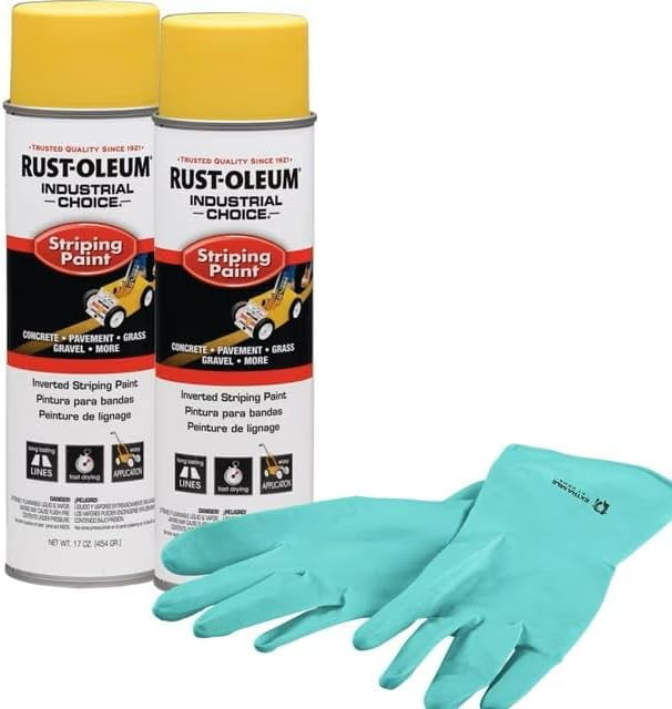 Yellow Line Striping Spray Paint 2-Pack – 18 oz Cans with Reusable ...