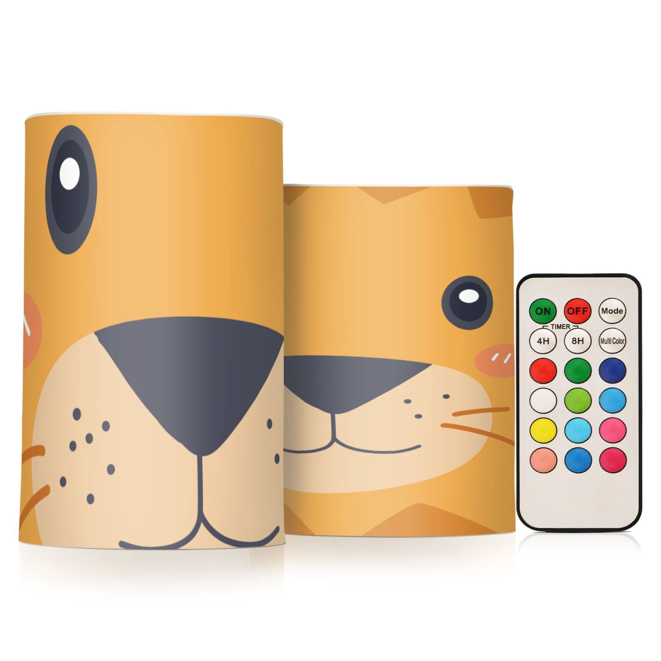 Yellow Lion Square Face Flickering Flameless Candles Battery Operated ...