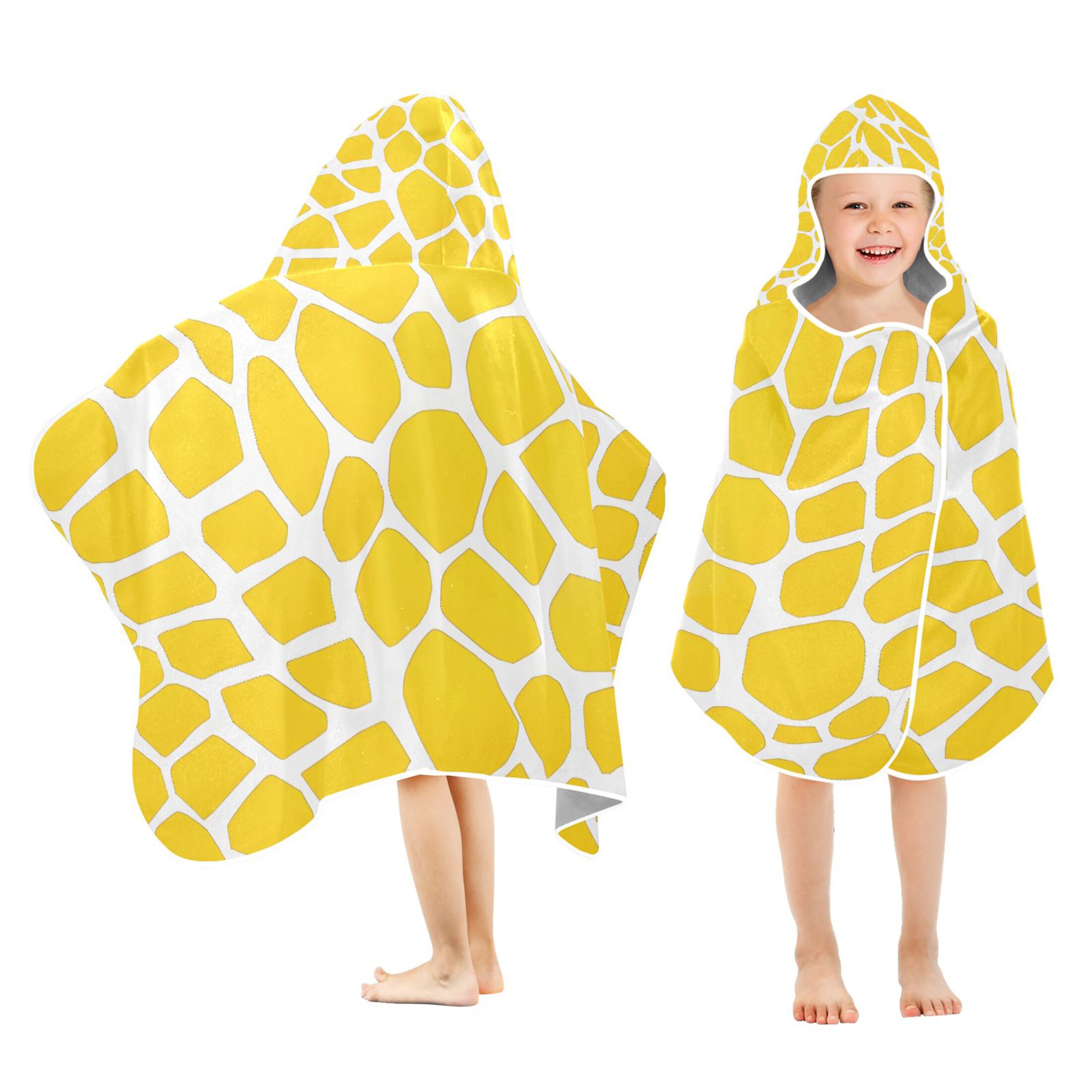 Yellow Lizard Skin Kids Hooded Beach Towel Baby Bath Poncho Towels with ...
