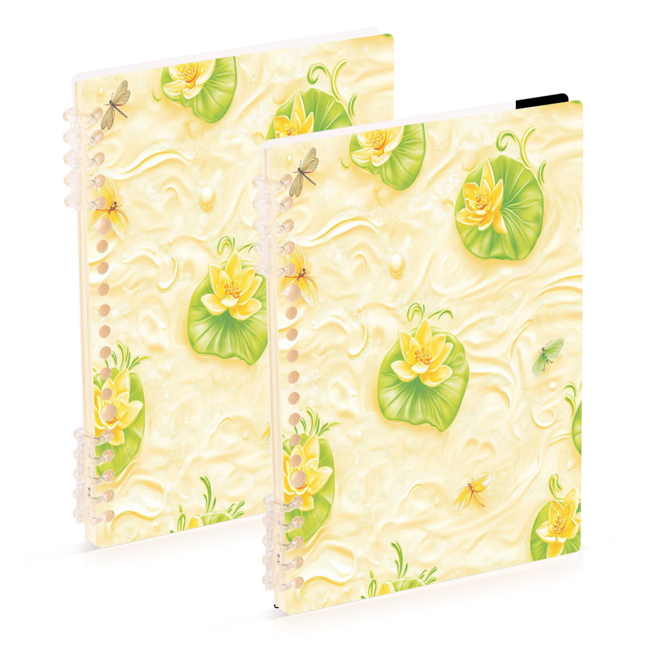 Yellow Lotus Garden 2-Piece A5 PP Notebooks, Adjustable Rings, 80g ...