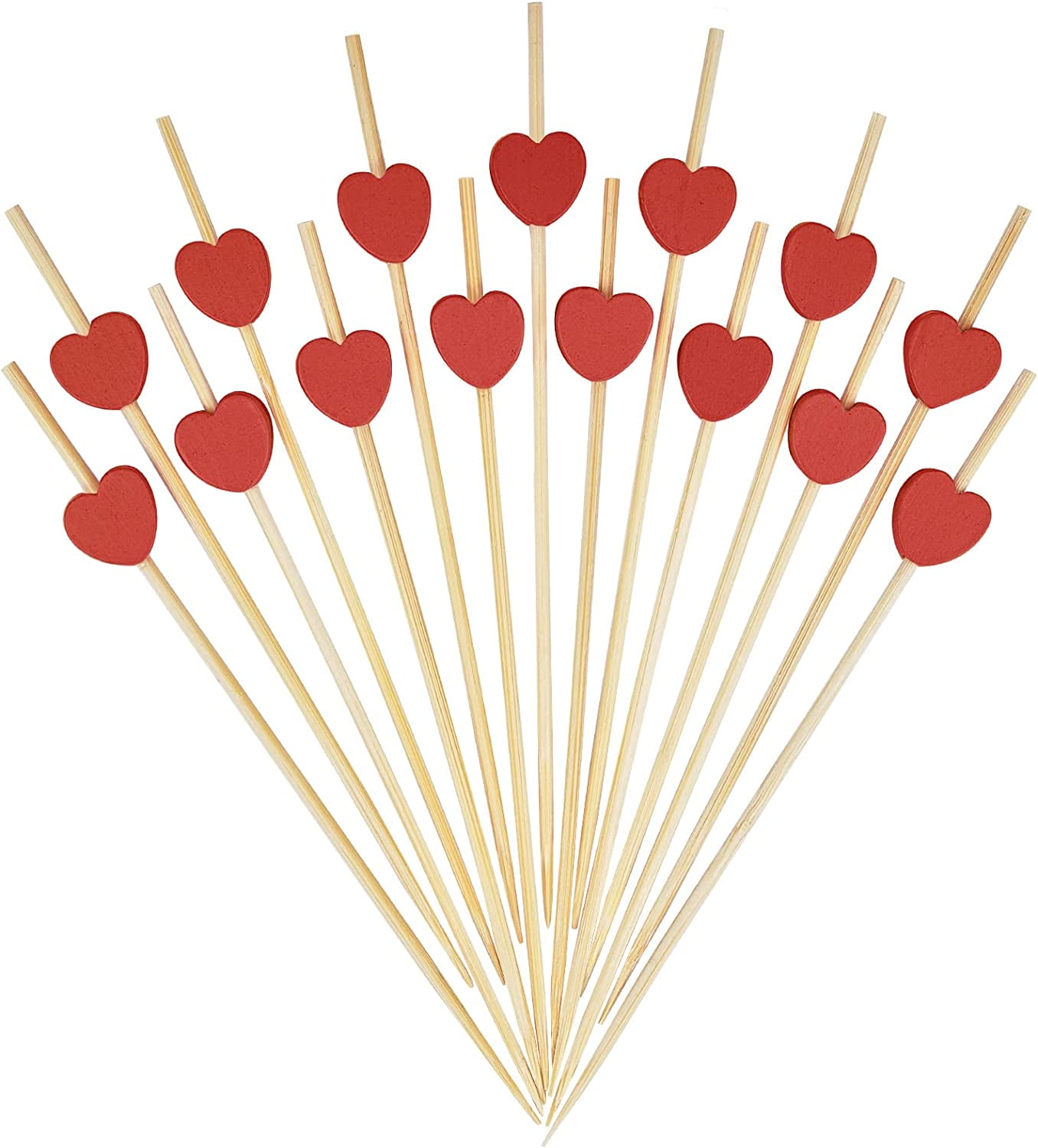 Yellow Love Heart Cocktail Picks, 4.7 Inch Long Bamboo Fancy Toothpicks ...