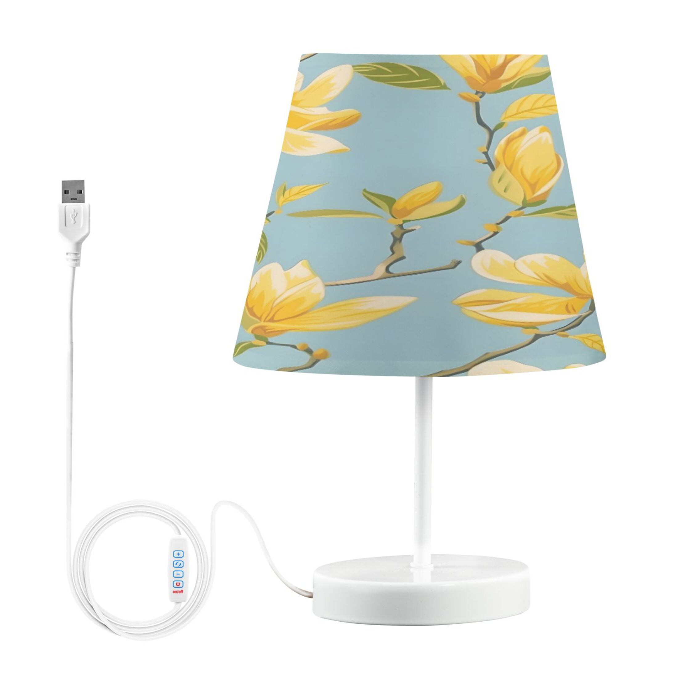 Yellow Magnolia Flower Desk Lamp LED Table Nightstand Lamps with 3 ...