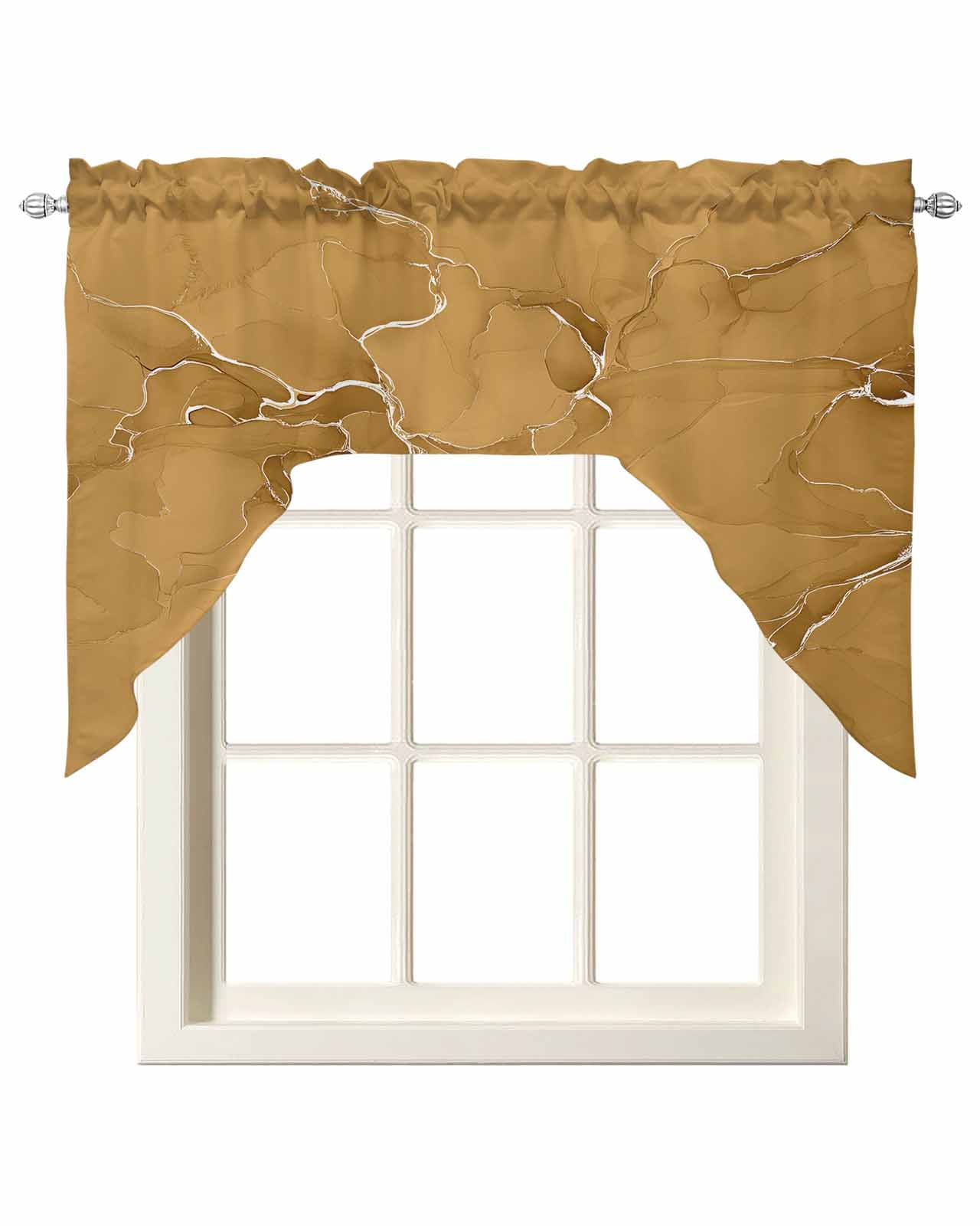Yellow Marble Texture Kitchen Swag Valances for Windows, Country Ombre ...