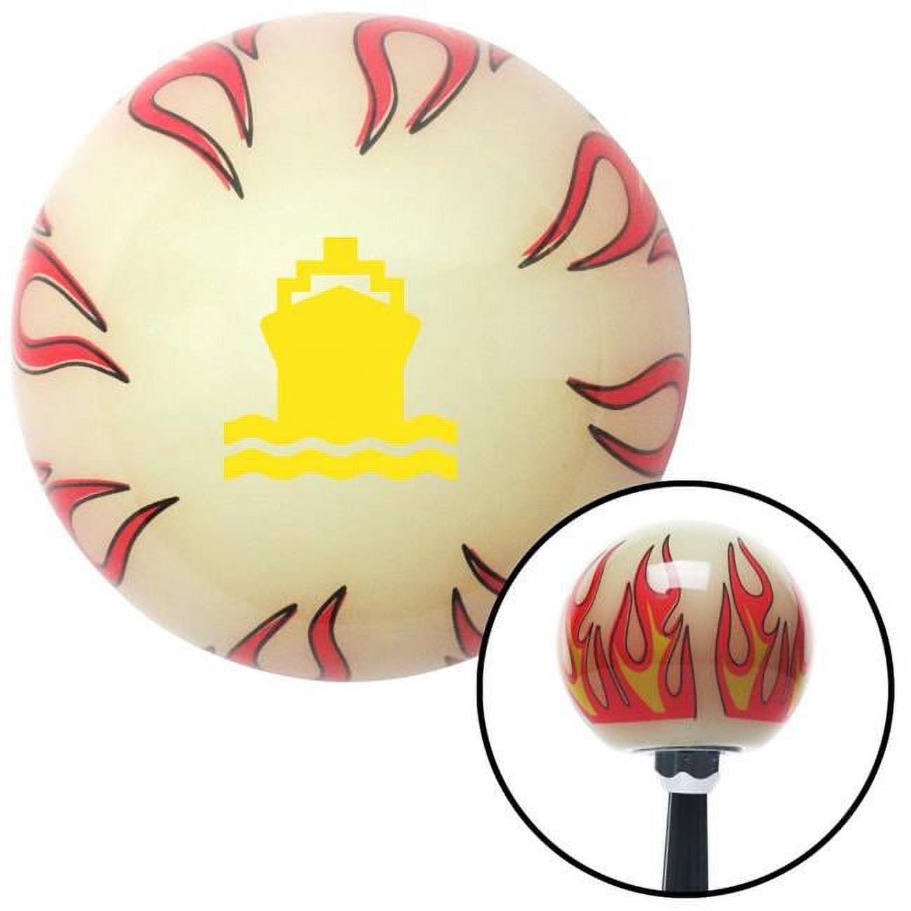 Yellow Marine Ship Ivory Flame Shift Knob with M16 x 1.5 Insert Shifter ...