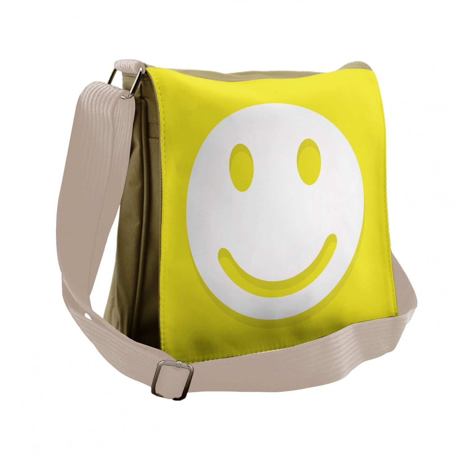 Yellow Messenger Bag, Positive Smiley Face, Unisex Cross-body, by ...