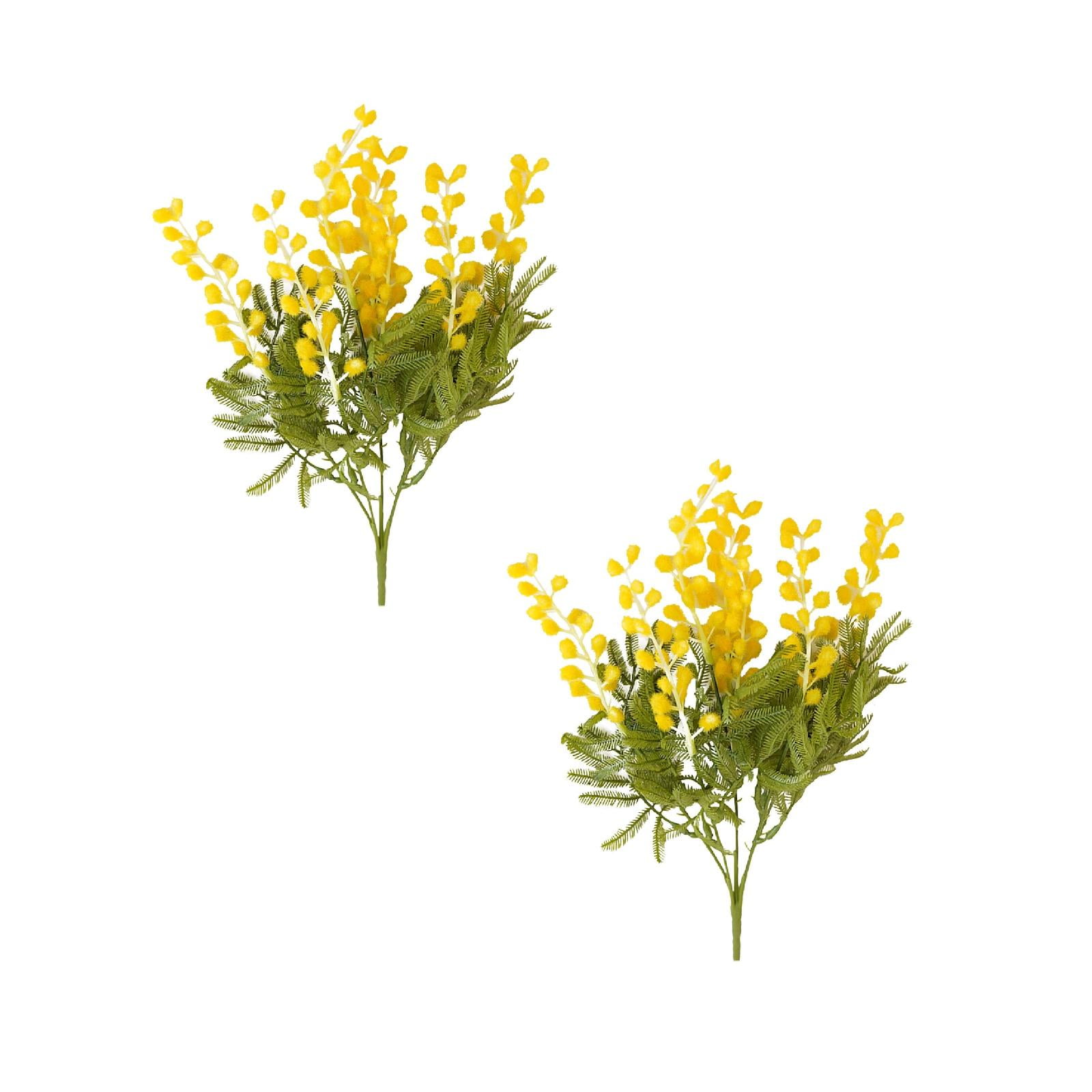Yellow Mimosa Silk Flowers - Artificial Albizia Julibrissin Stems for ...