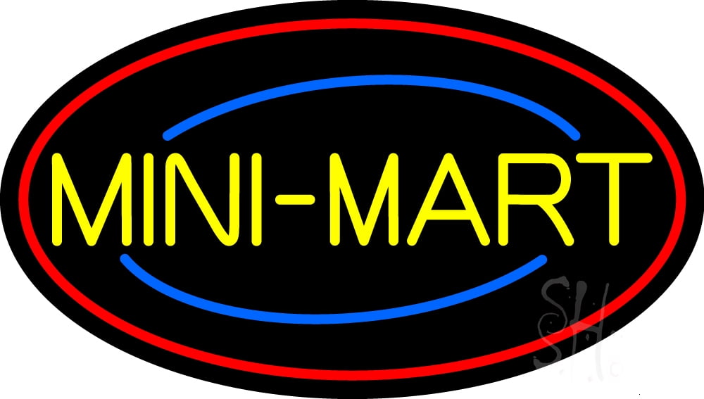 Yellow Mini Mart LED Neon Sign 13 x 24 - inches, Black Square Cut ...