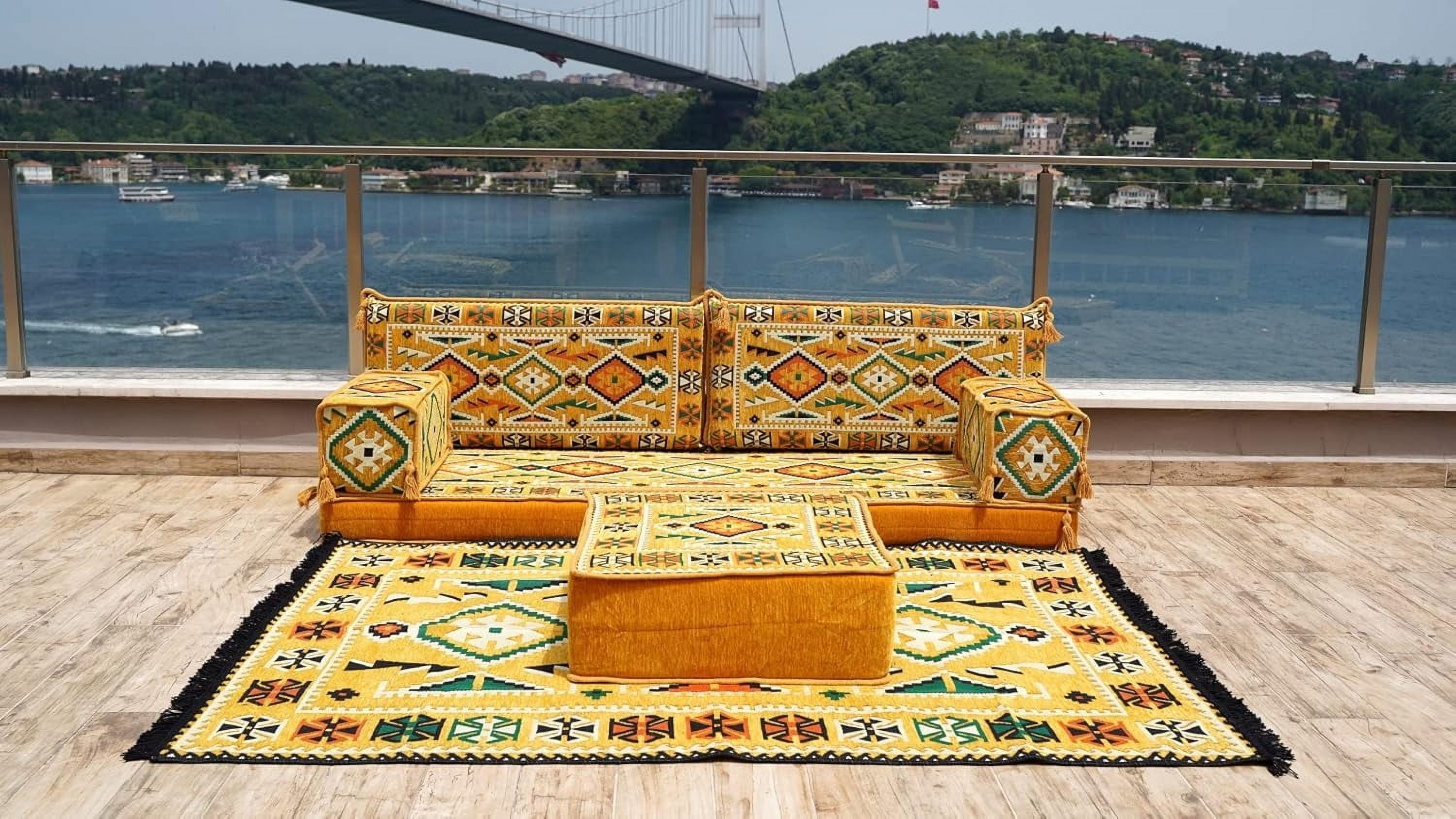 Yellow Modular Sectional, Floor Seating Sofa, Couch Bed, Sofa Diwan ...