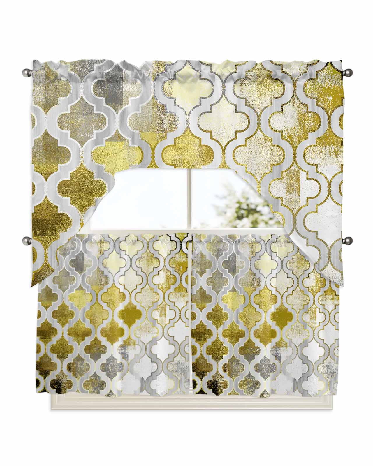 Yellow Morocco Kitchen Curtains Swag Valance and Tier Curtains Set 24 ...