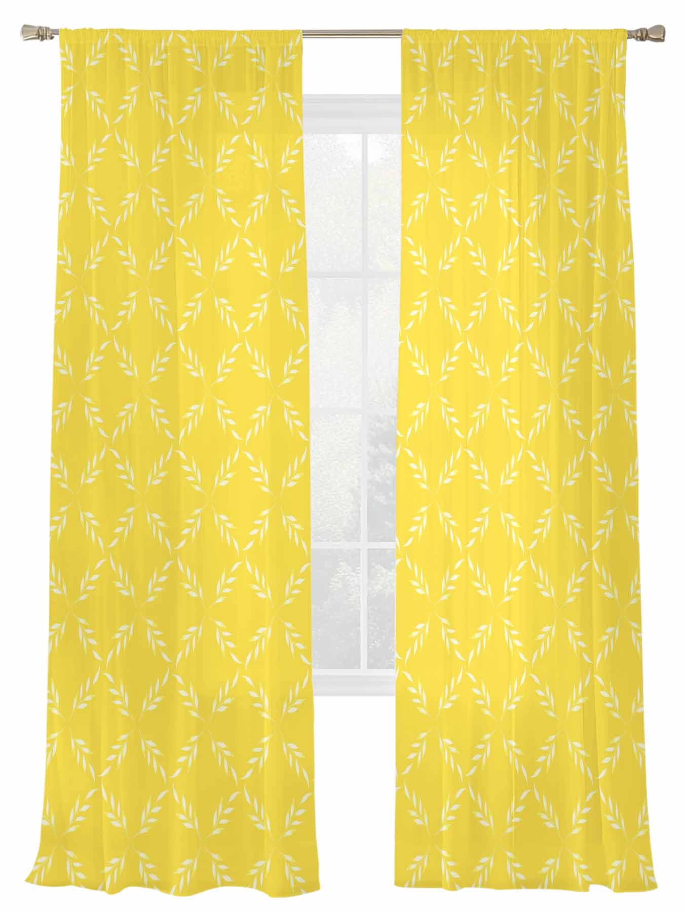 Yellow Morocco Sheer Curtains 108 Inch Length 2 Panels Set, Semi ...