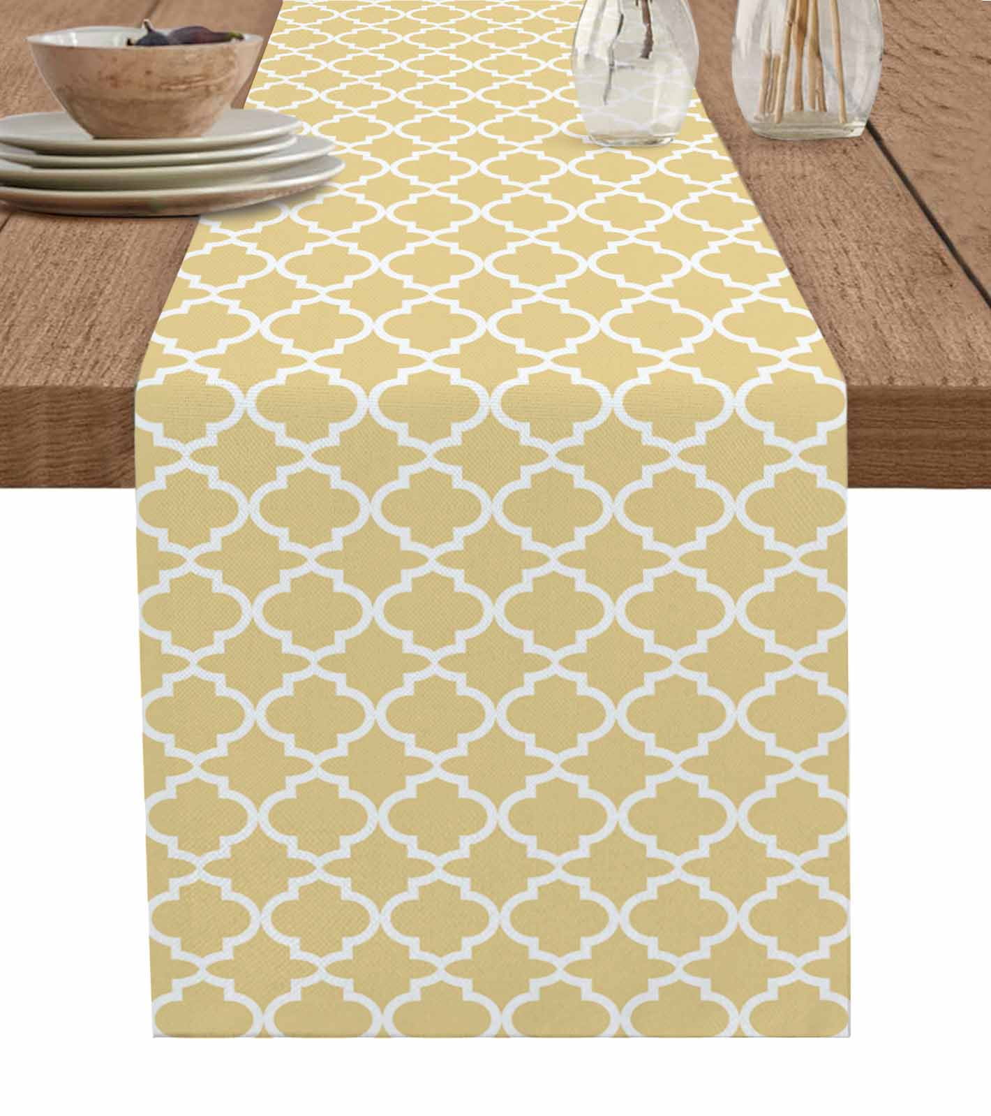 Yellow Moroccon Table Runner 72 Inches, Farmhouse Minimalist Ethnic ...