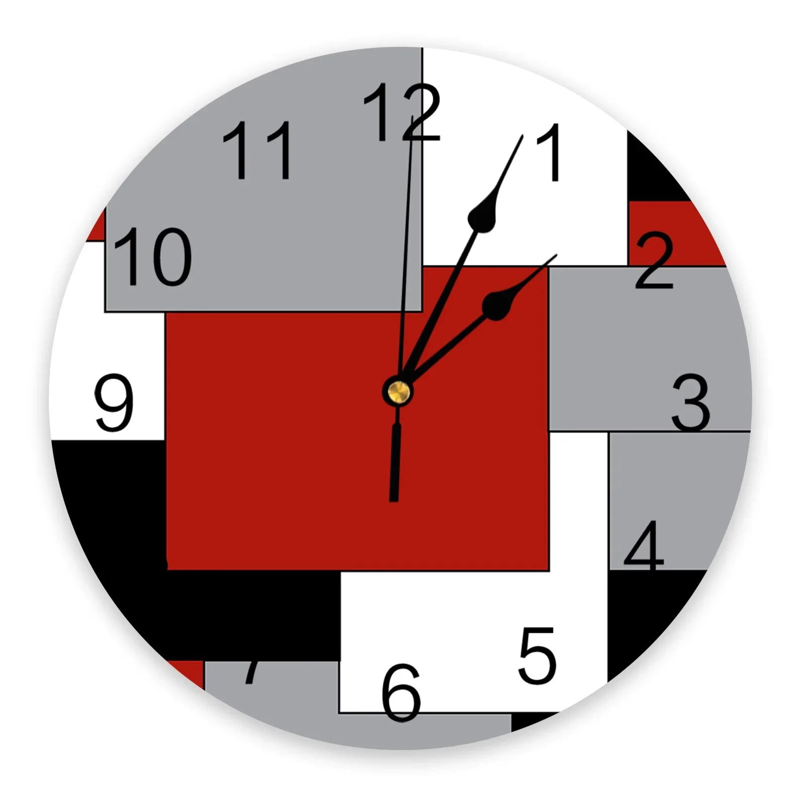 Yellow Mosaic Color Abstract Art Wall Clock Modern Design Living Room ...