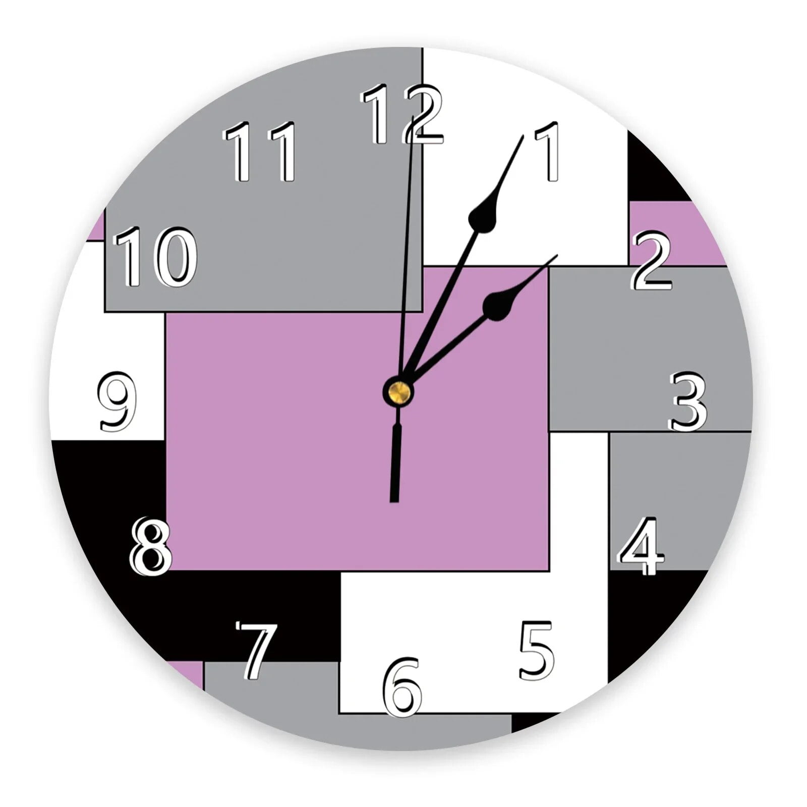 Yellow Mosaic Color Abstract Art Wall Clock Modern Design Living Room ...